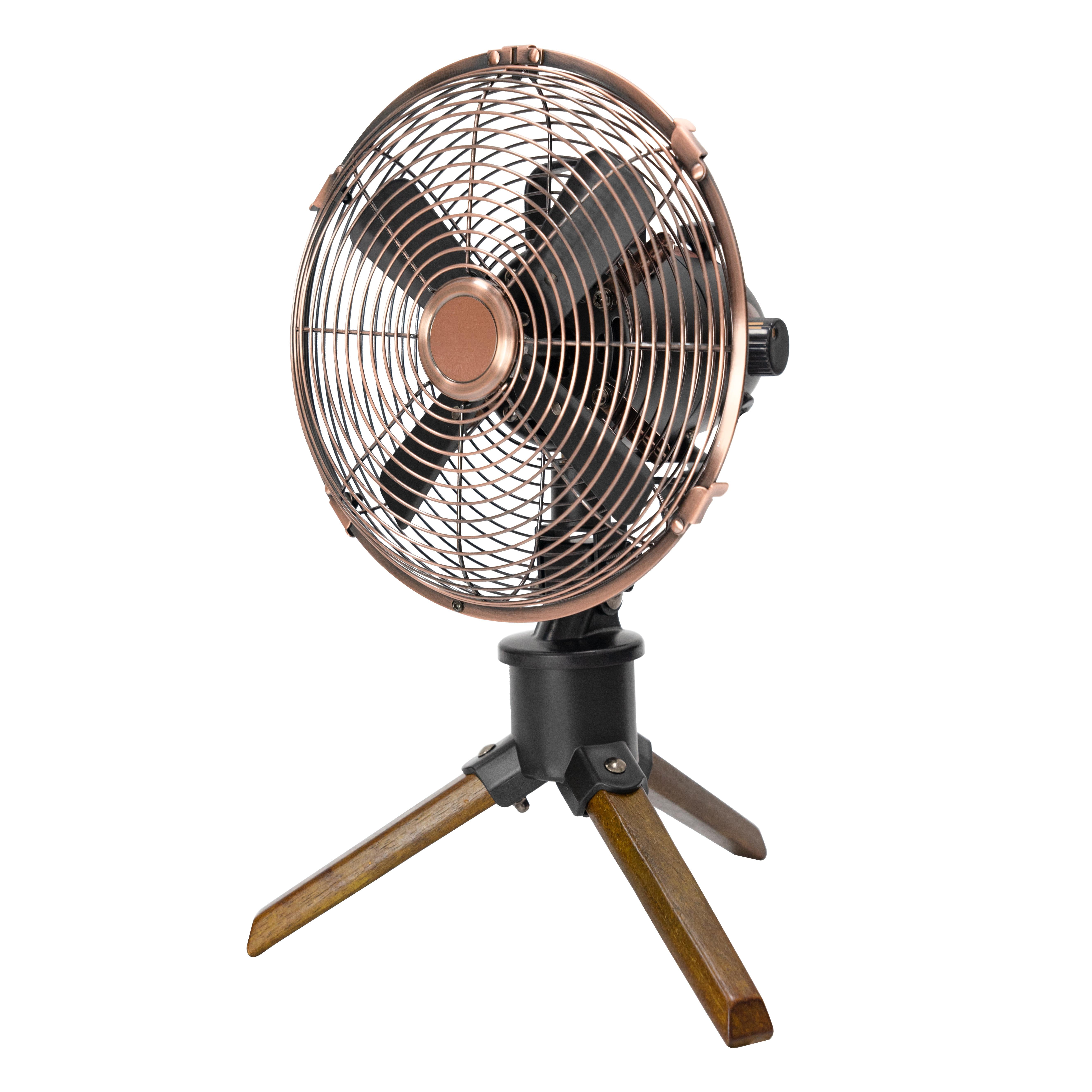8 inch Retro Tripod Wood Leg Table Fan Black - Walmart.com