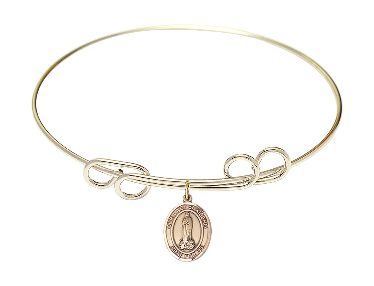 8 inch Round Double Loop Bangle Bracelet w/ Our Lady of Kibeho in Gold-Filled - Walmart.com