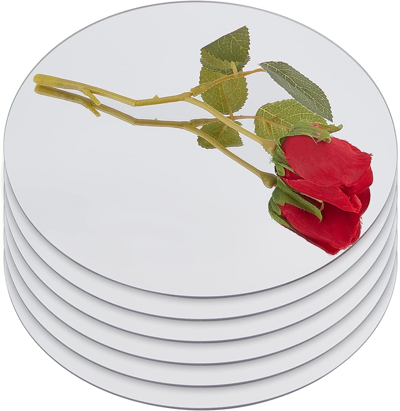 8 inch Round Mirror Plate - Set of 6 Round Mirror Trays - Circle Mirror ...