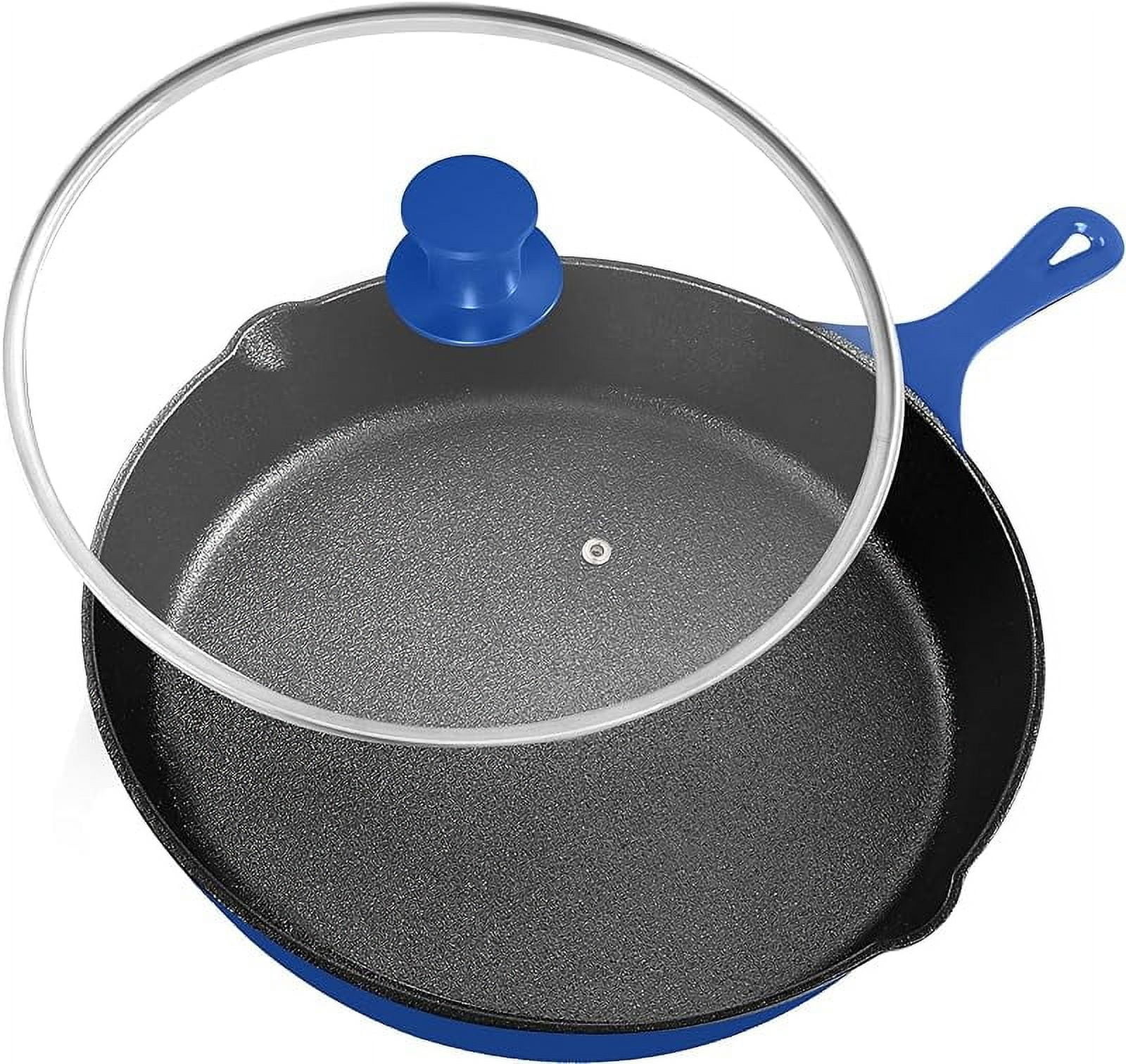 8 inch Saute Fry Pan Pre-Seasoned Cast Iron Skillet With Lid, Frying ...