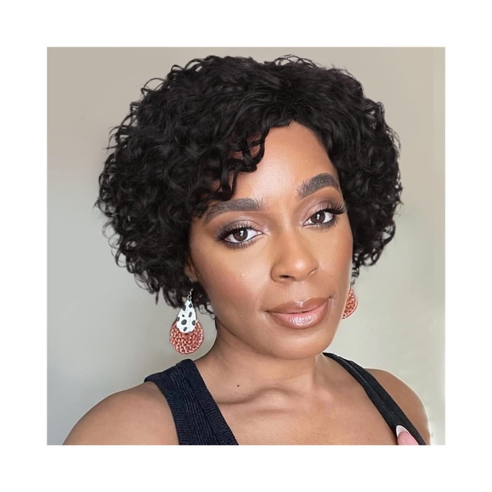 8 inch Short Bob Wig Deep Wave Side Part Wig Full Machine Made Wig for ...