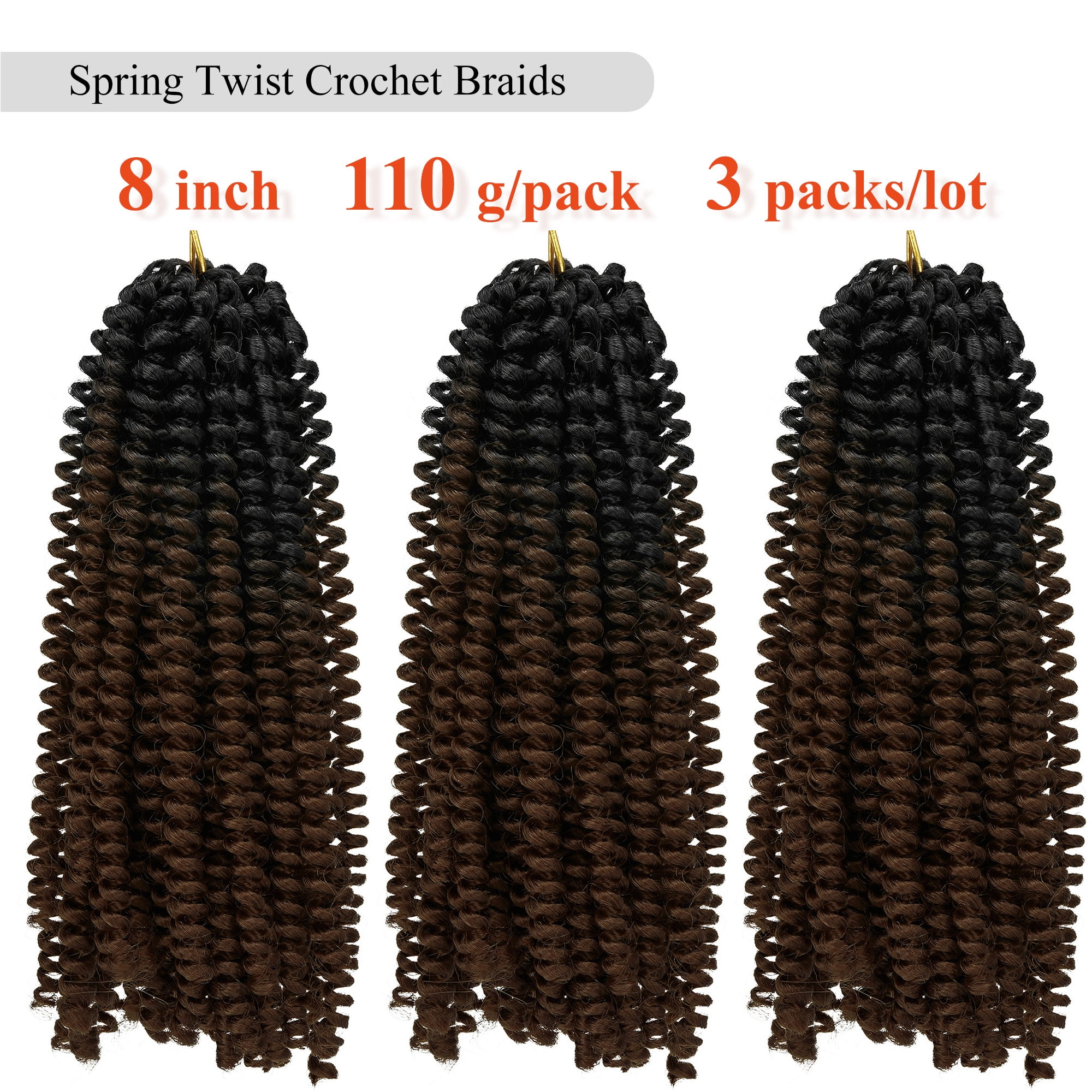 8 inch Spring Twist Crochet Braids Hair for Butterfly Locs Bomb Twist ...