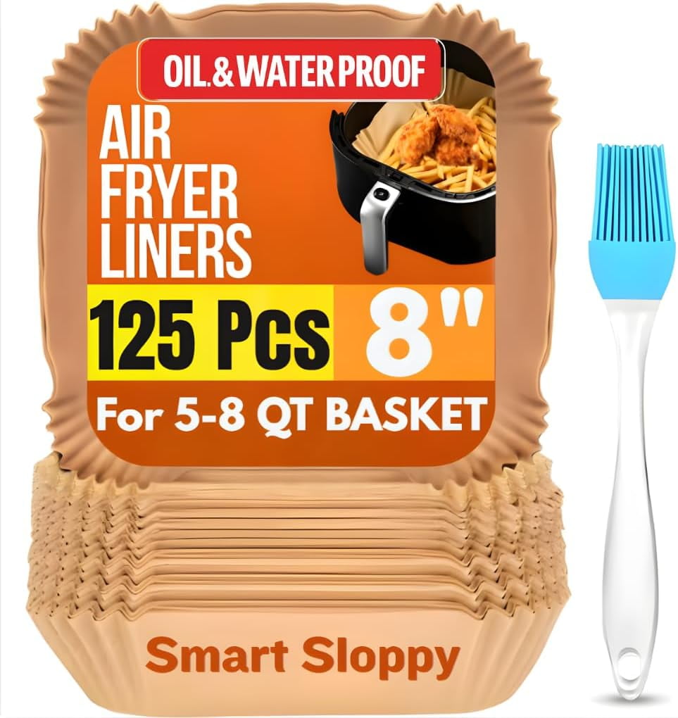 8 inch Square Air Fryer Liners Disposable Parchment Paper Liner ...