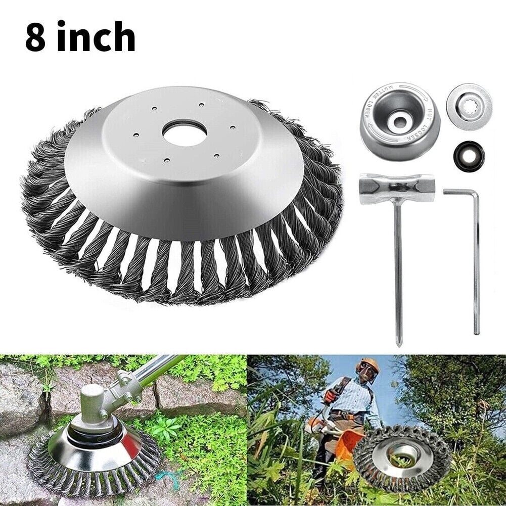 8 inch Steel Wire Wheel Brush Cutter Weed Eater Trimmer Head Adapter ...