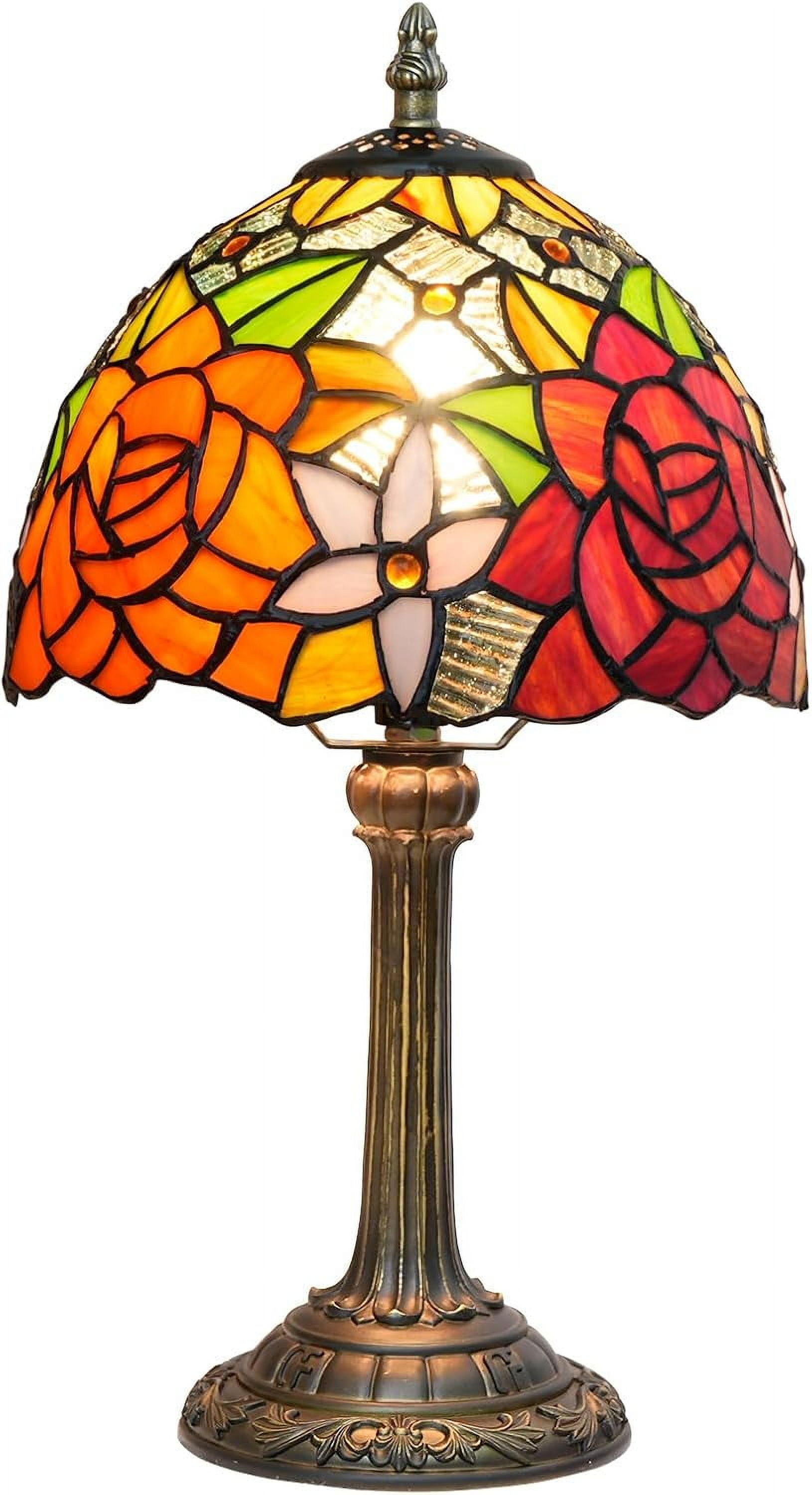 8 inches Stained Glass Table Lamp Gorgeous Rose Tiffany Style Bedside ...