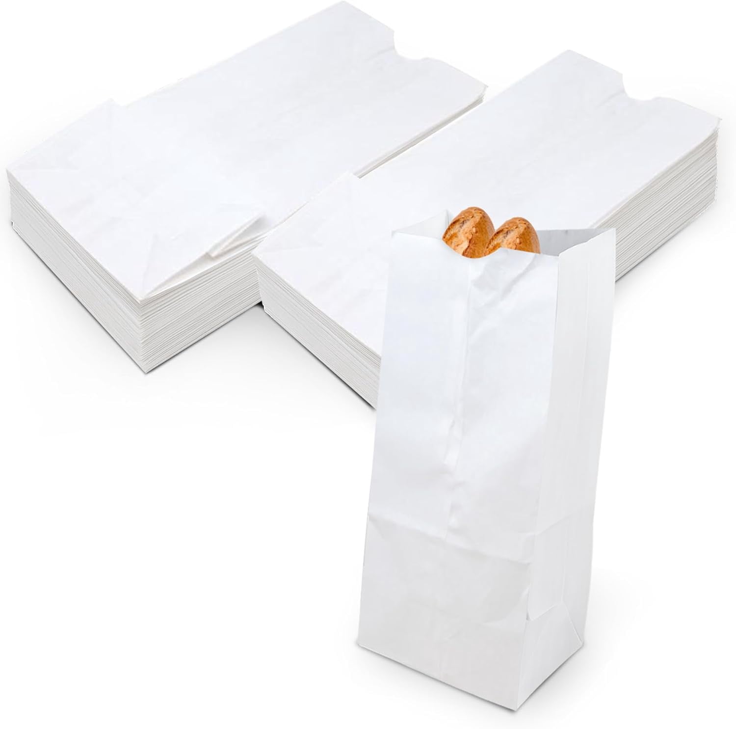 8 lb White Wax Coated Paper Bags 6" x 3" x 12" (50 Pack) – Grease ...