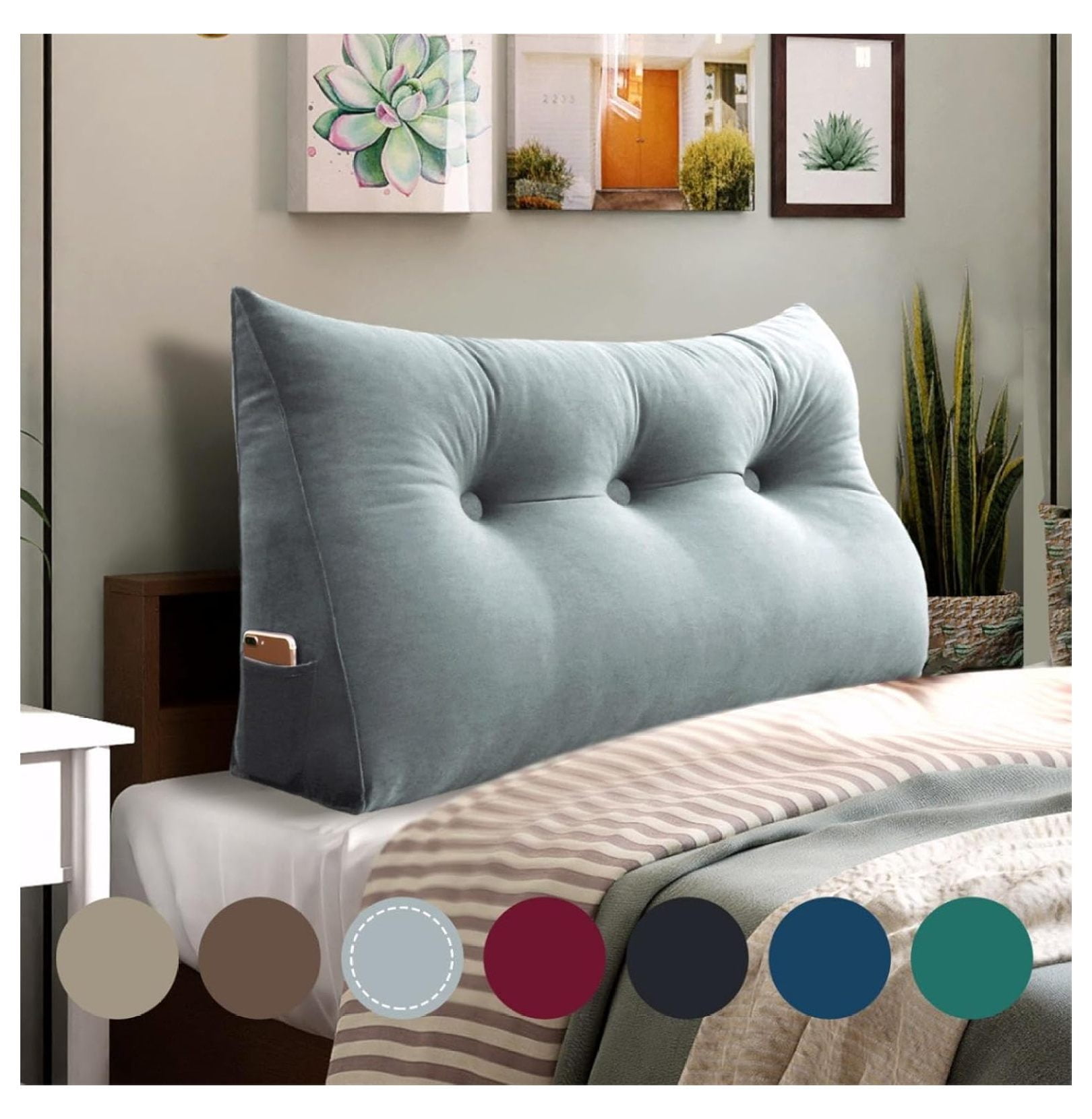 8 lbs Thickened Wedge Pillow Headboard College Dorm Bed Velvet Wedge ...