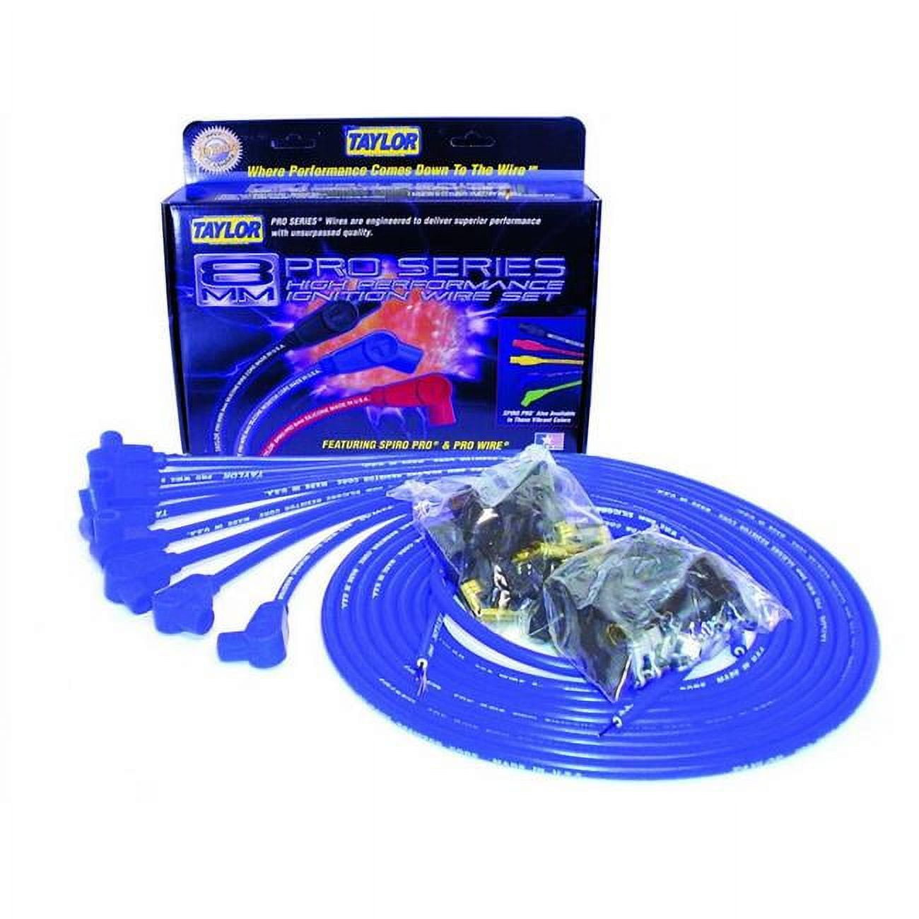 8 mm Pro Wires Universal Spark Plug Wire Set - Blue - Resistor Core ...