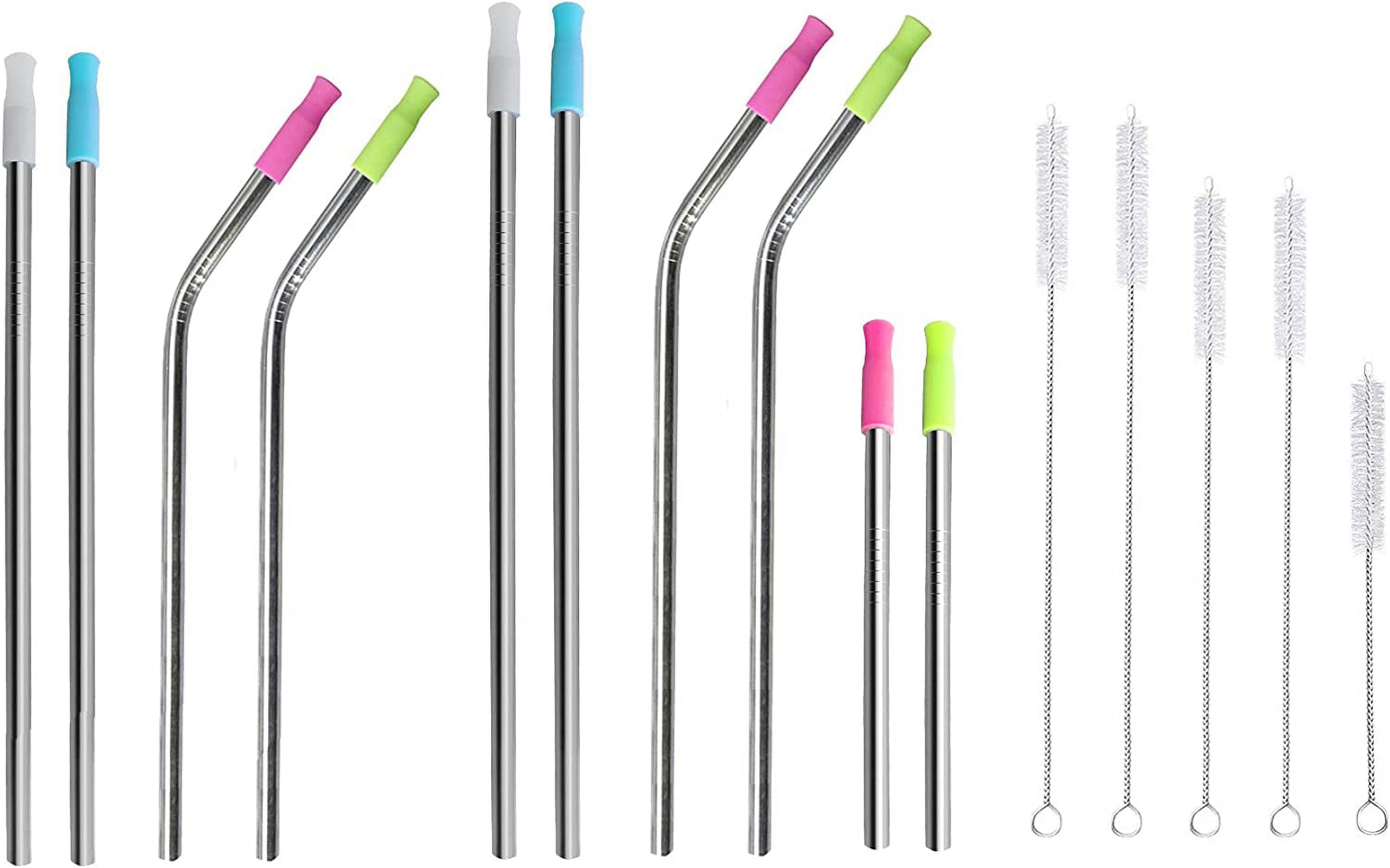 8 mm Set of 10 Stainless Steel Reusable Drinking Wide Straws for ...