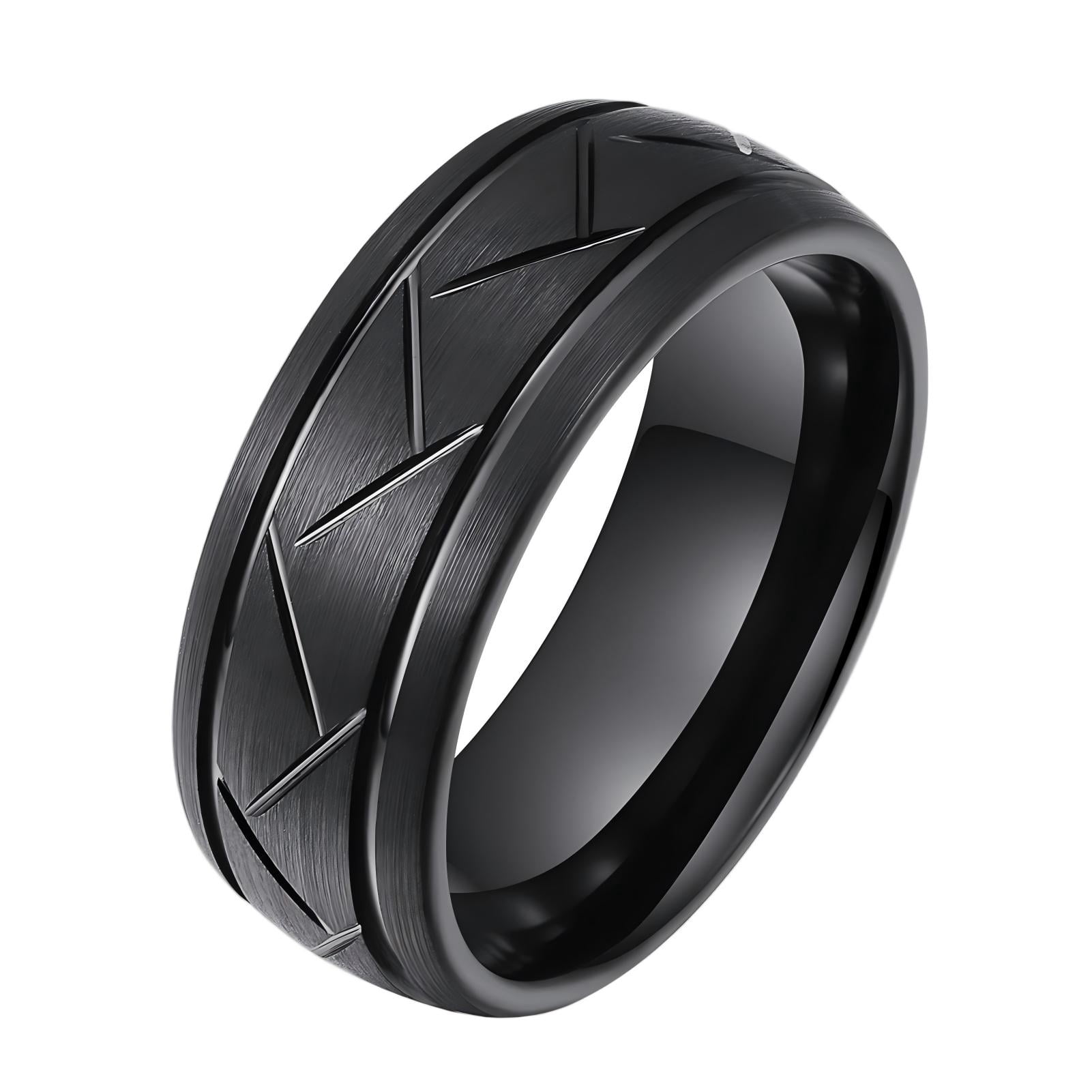 8 mm Tungsten Steel Men's Diagonal-patterned Ring - Walmart.com