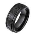 8 mm Tungsten Steel Men's Diagonal-patterned Ring - Walmart.com