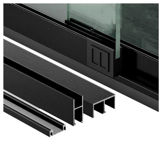 8 mm three-part rail for glass sliding doors, showcase slide rail ...