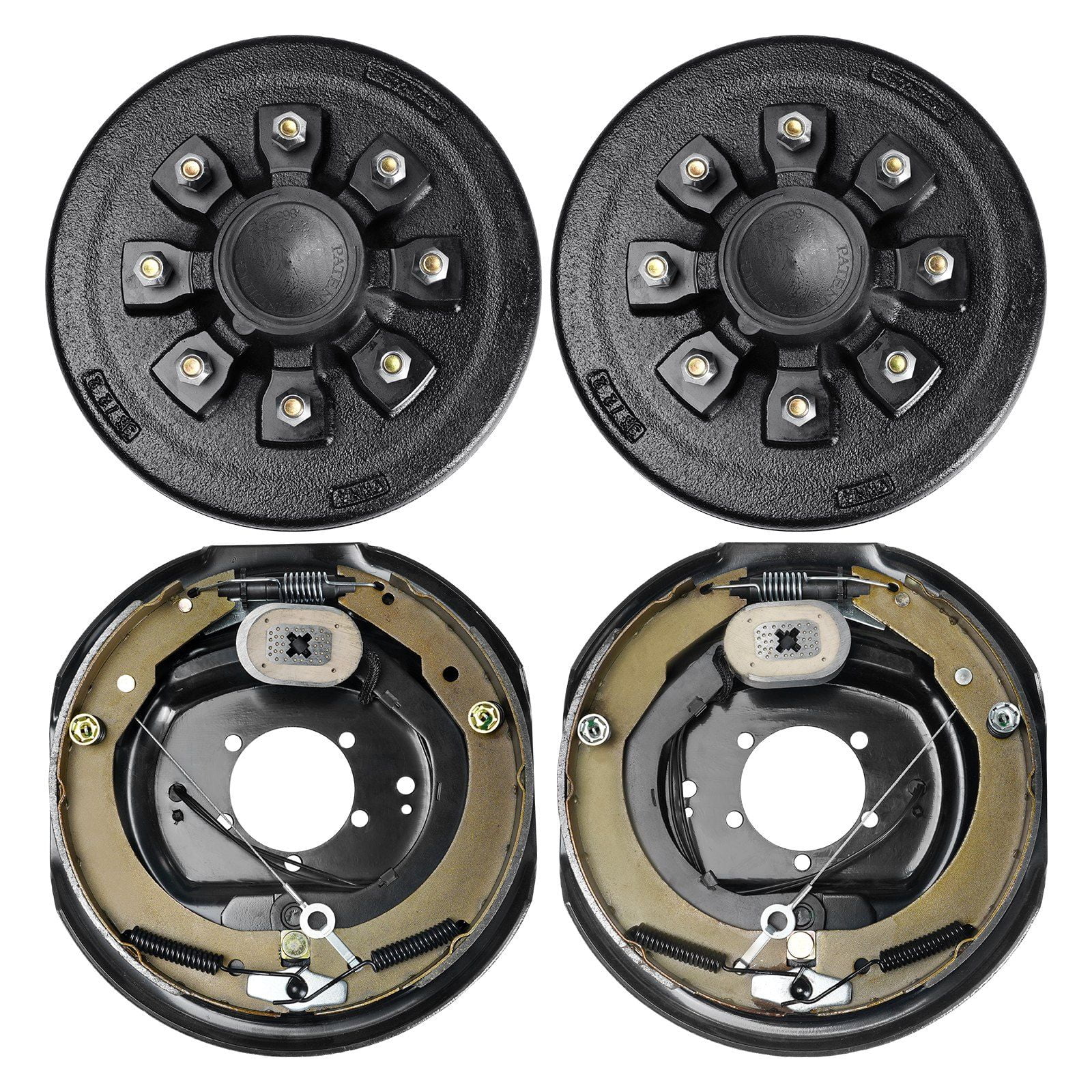 8 on 6.5" Trailer Hub Drum Kits - 12"x2" Electric Brakes w/ Self ...