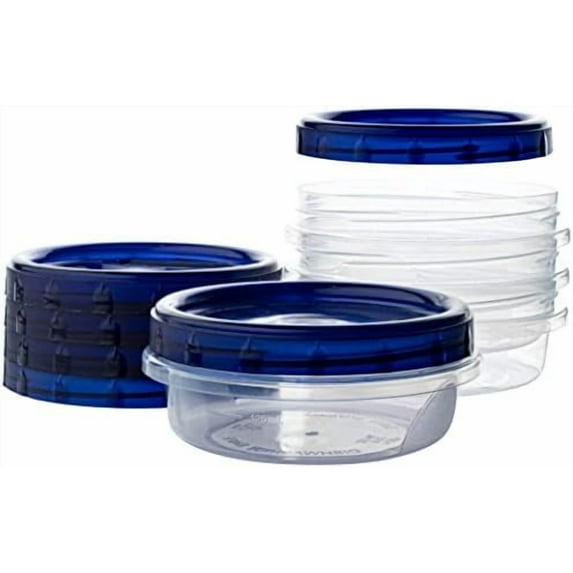 [8 oz 4 Pack] Deli Containers Clear bottom With blue Top Twist on Lids ...