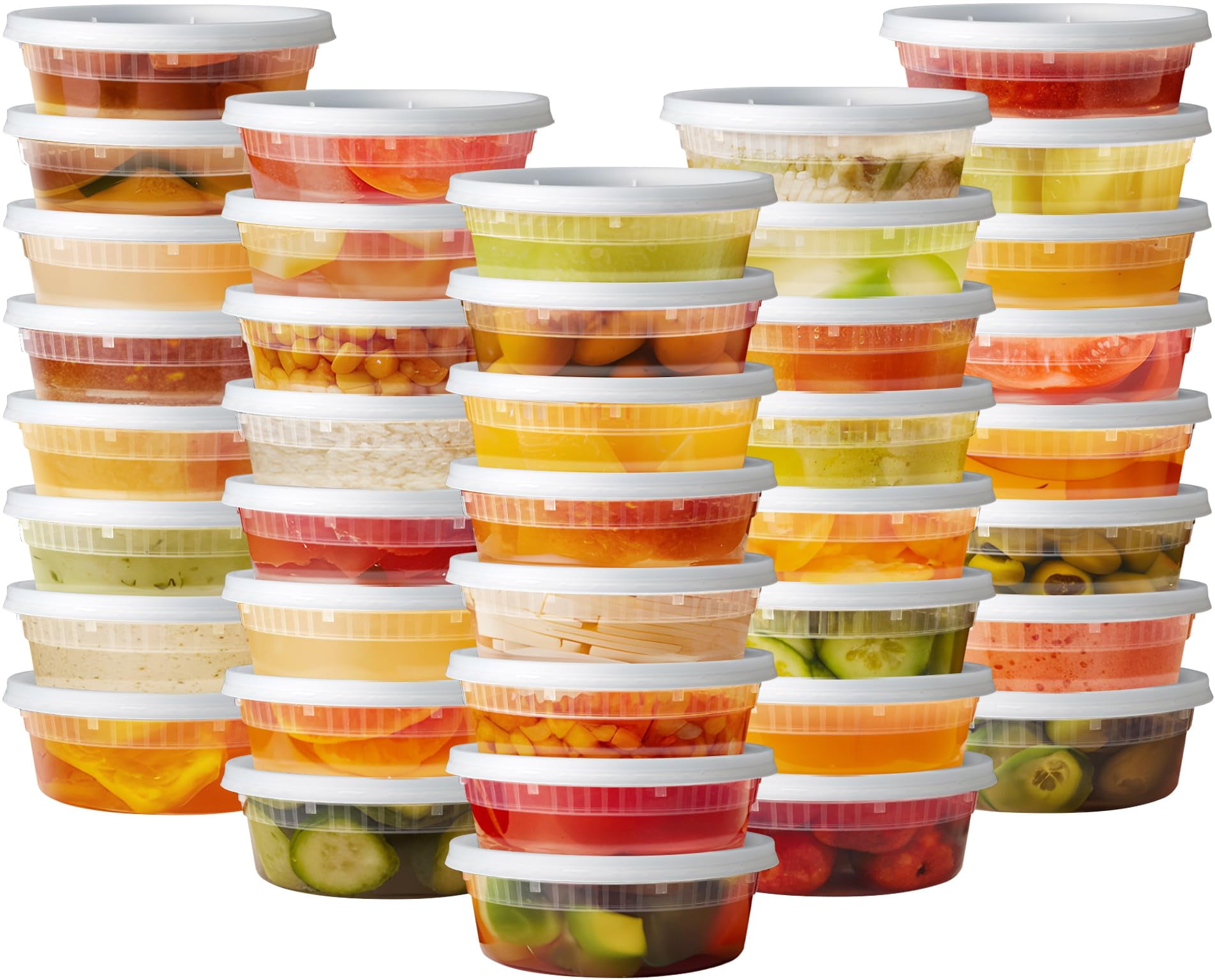 [8 oz. - 48 Count Plastic Food Storage Deli Containers with Lids ...