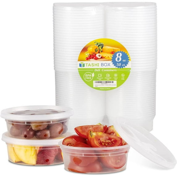 [8 oz-50 Sets Plastic food storage containers with lids airtight, BPA ...
