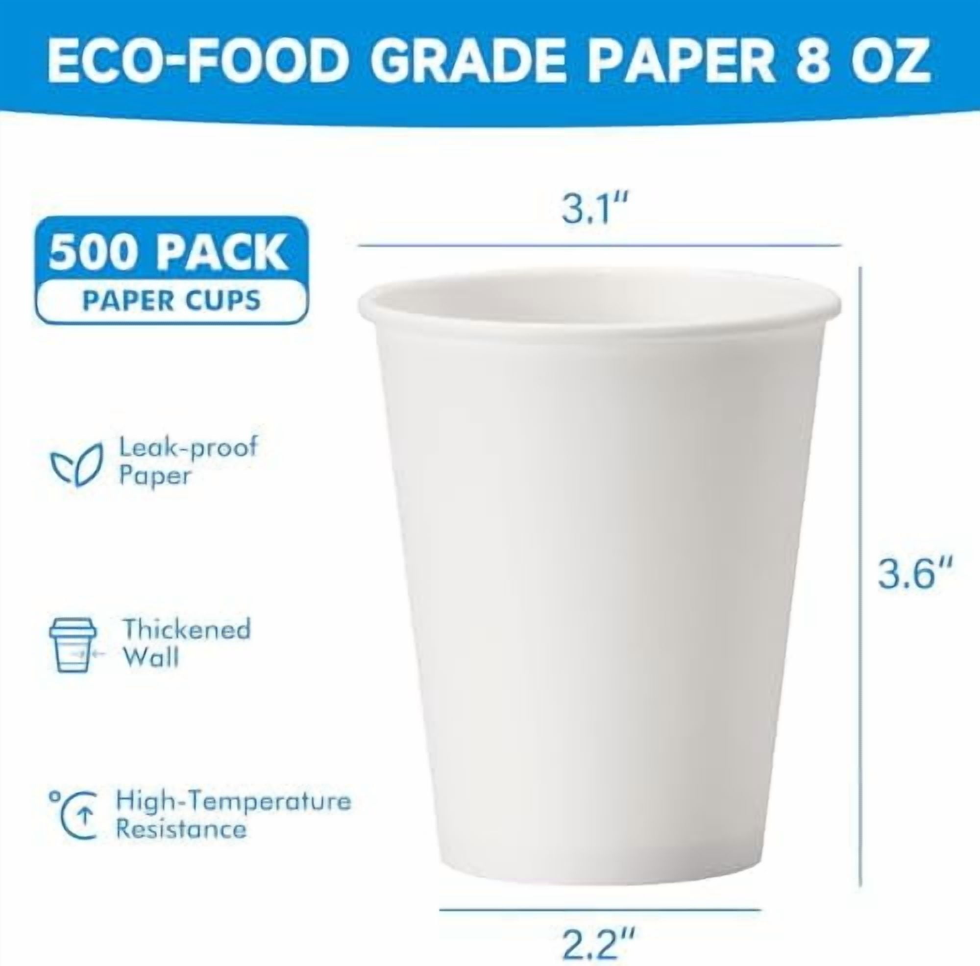 8 oz 500 Pack Disposable Paper Coffee Cups, Disposable Paper Cups, Hot ...