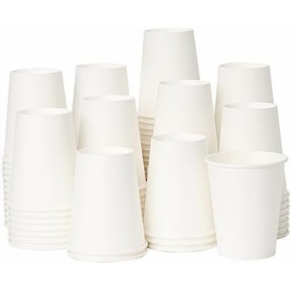8 oz 500 Pack Disposable Paper Coffee Cups, White Hot Drinking Cups for ...