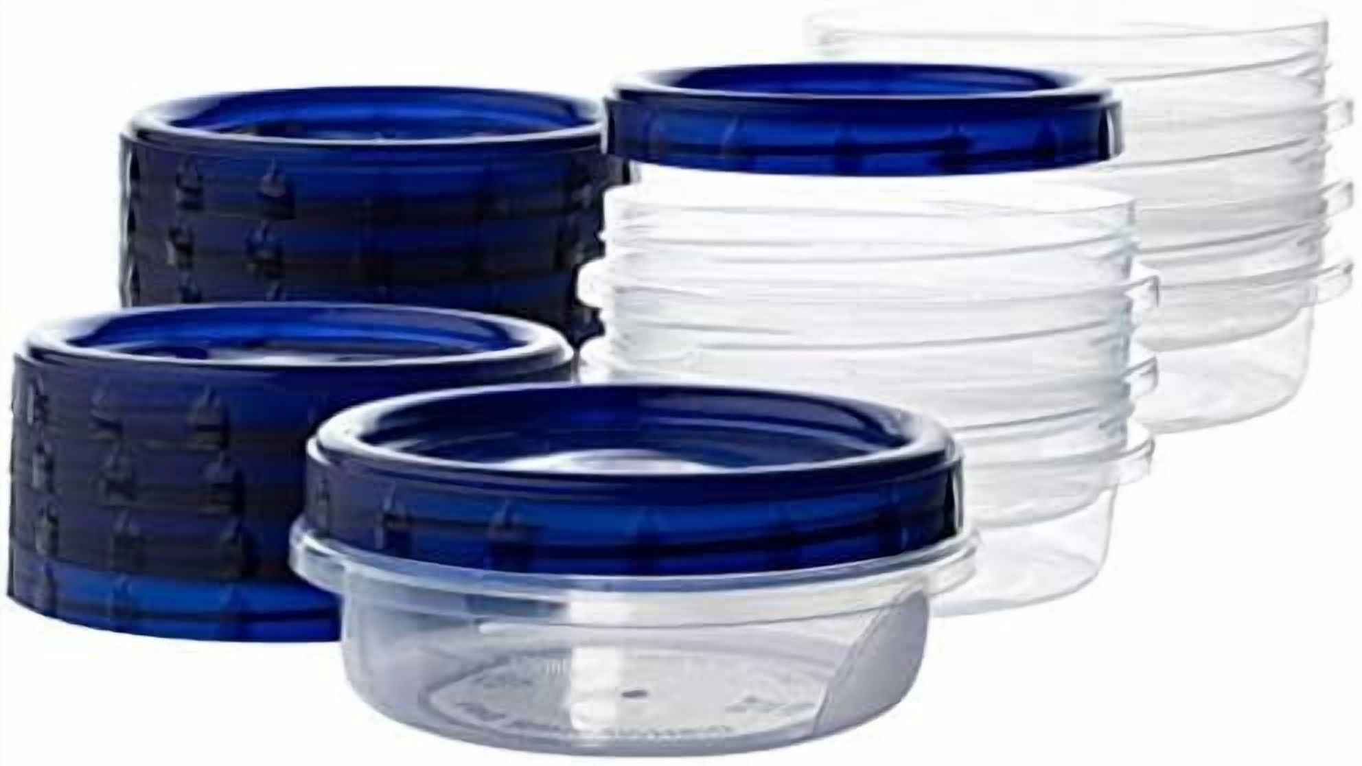 [8 oz 8 Pack] Twist Top Deli Containers Clear bottom With blue Top ...