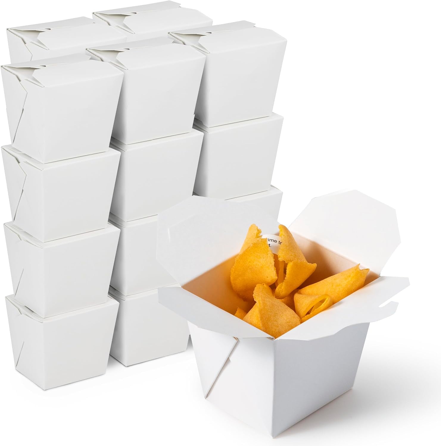 8 oz Chinese Take Out Boxes - 3 x 2.5 Plain White Paperboard Food ...