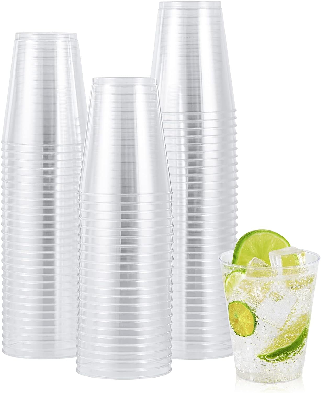 8 oz Clear Disposable Plastic Cups, Heavy-duty 100 Pack Clear Plastic ...