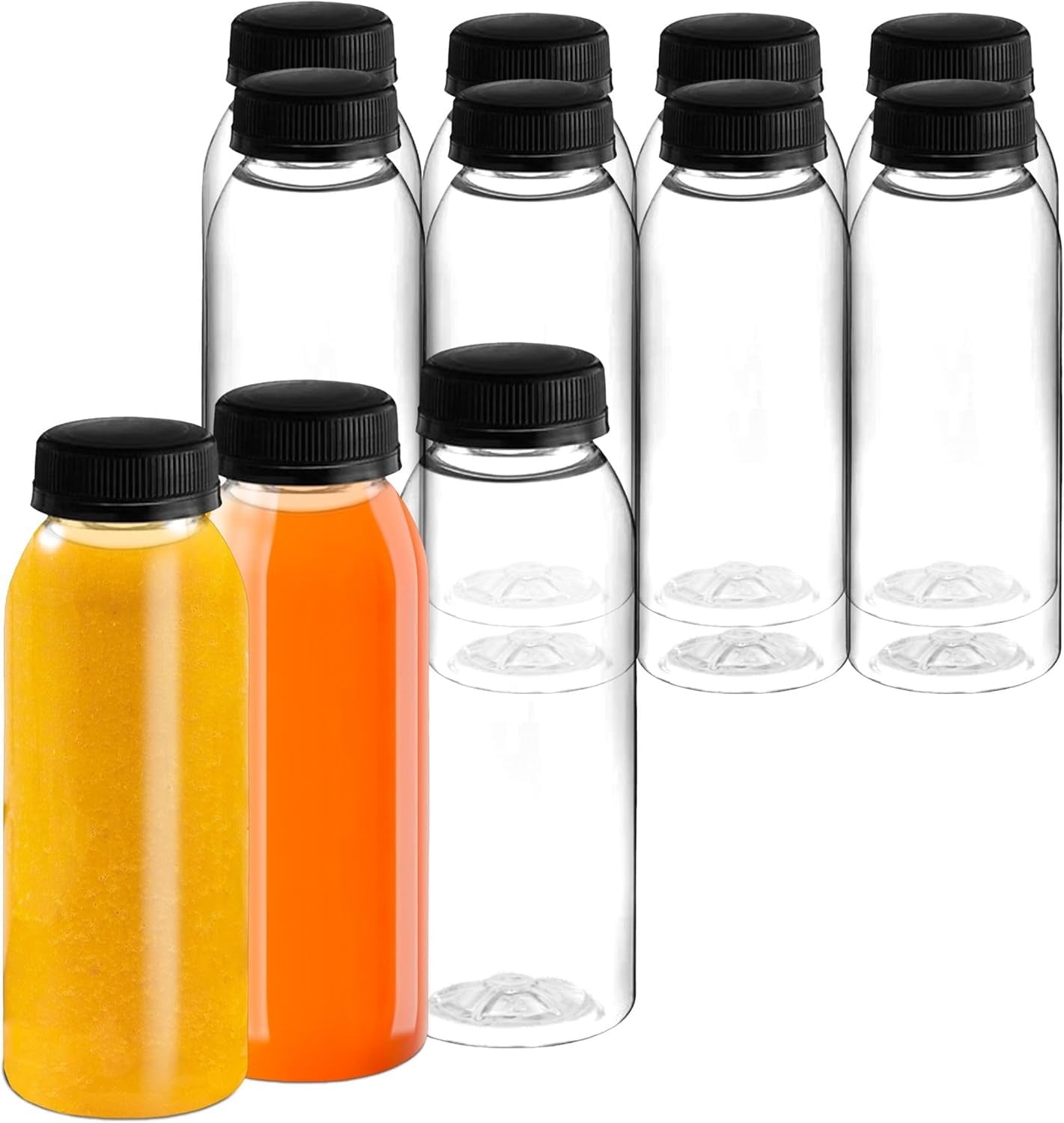 8 oz Clear Round Plastic Juice Bottles with Caps BPA-Free, Leak Proof ...