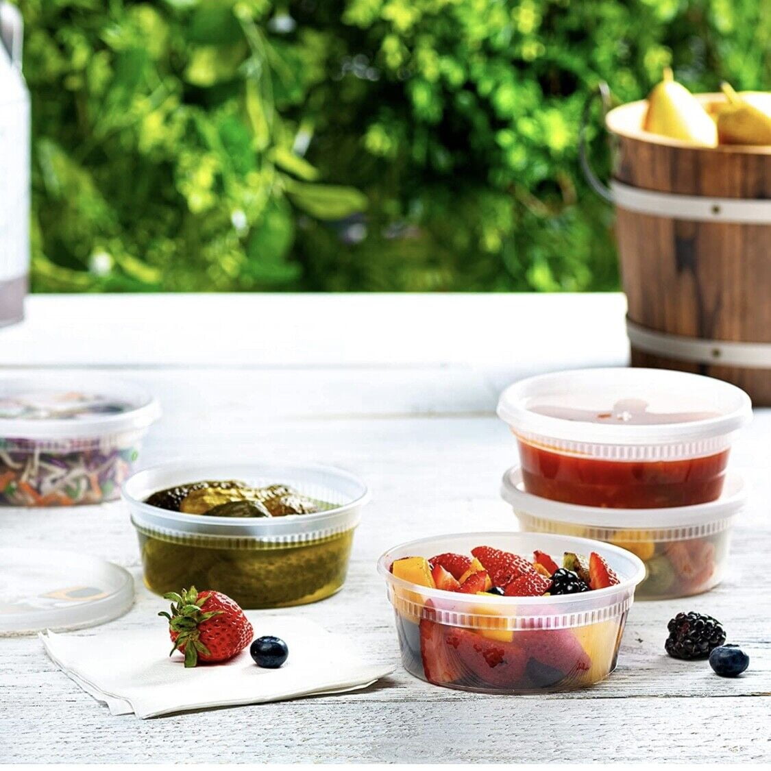 8 oz Deli Plastic Food Microwavable Storage Containers With Lids BPA ...