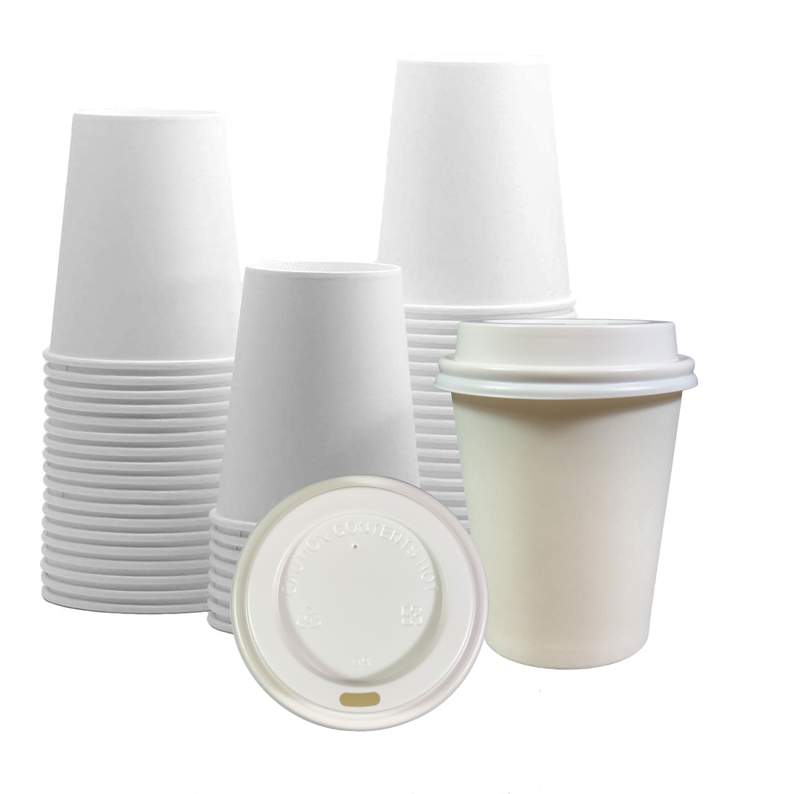 Walmart 8 oz. Disposable White Paper Cups with Lids, To-Go Coffee Cups ...