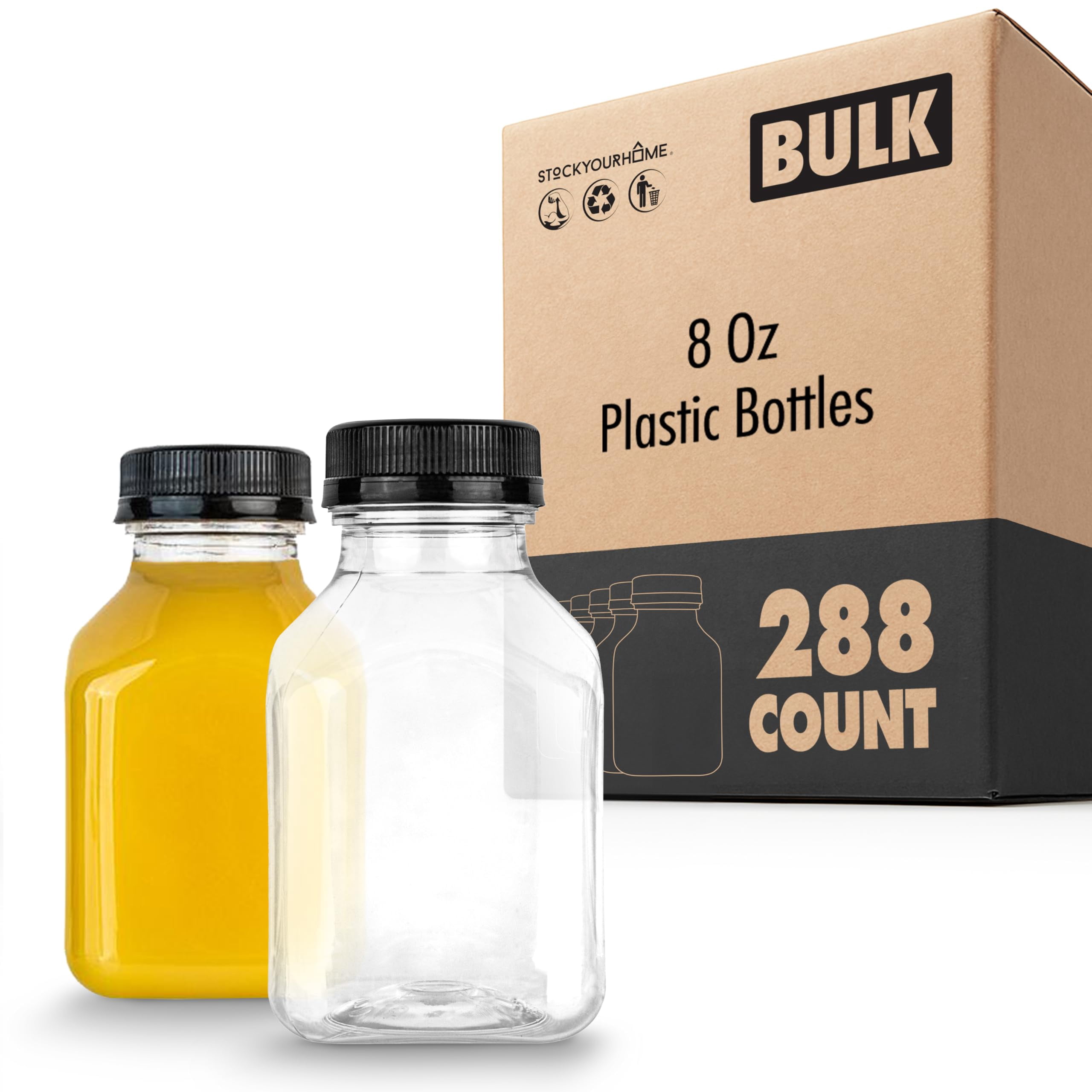 8 oz Juice Bottles with Caps for Juicing - Reusable Plastic Bottles ...