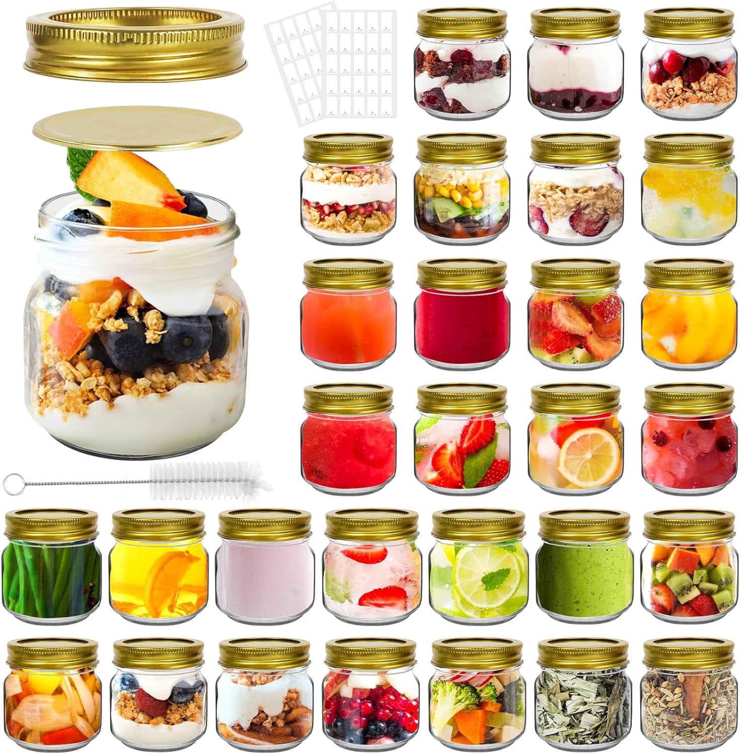 8 oz Mason Jars, 30 Pack 240ml Glass Canning Jars with Regular Mouth ...