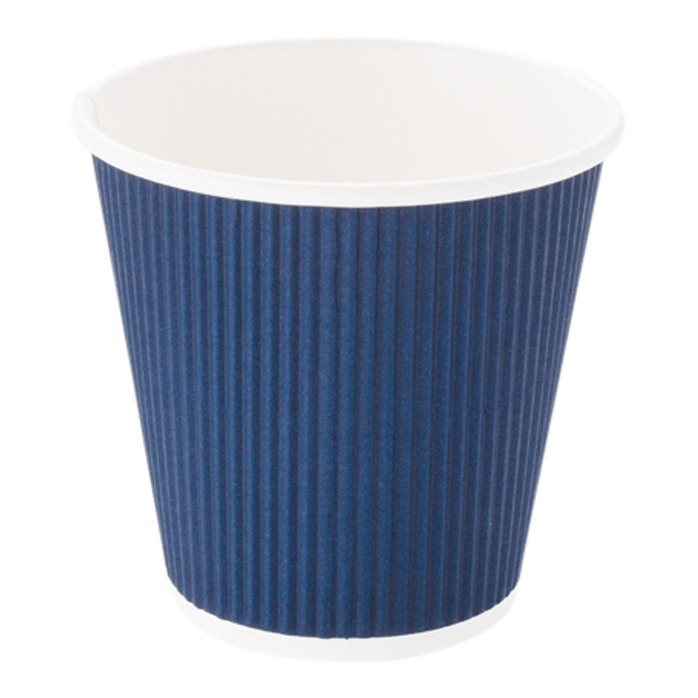 8 oz Midnight Blue Paper Coffee Cup - Ripple Wall - 3 1/2" x 3 1/2" x 3 ...