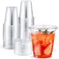 8 oz Plastic Cups with Lids 100 Sets, Disposable Clear Cups with Lids ...