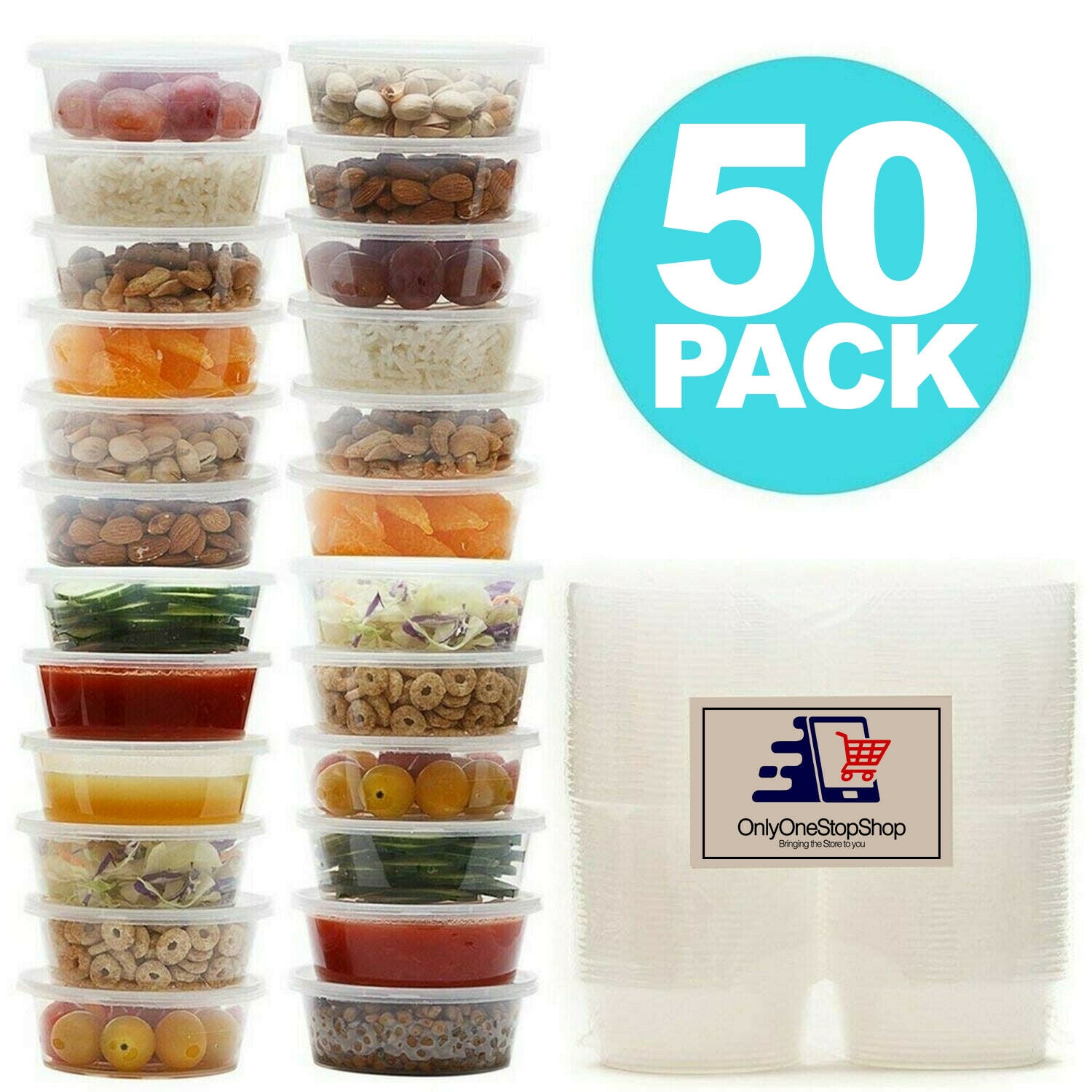 8 oz Light Weight Plastic Food Storage Deli Containers with Lids ...
