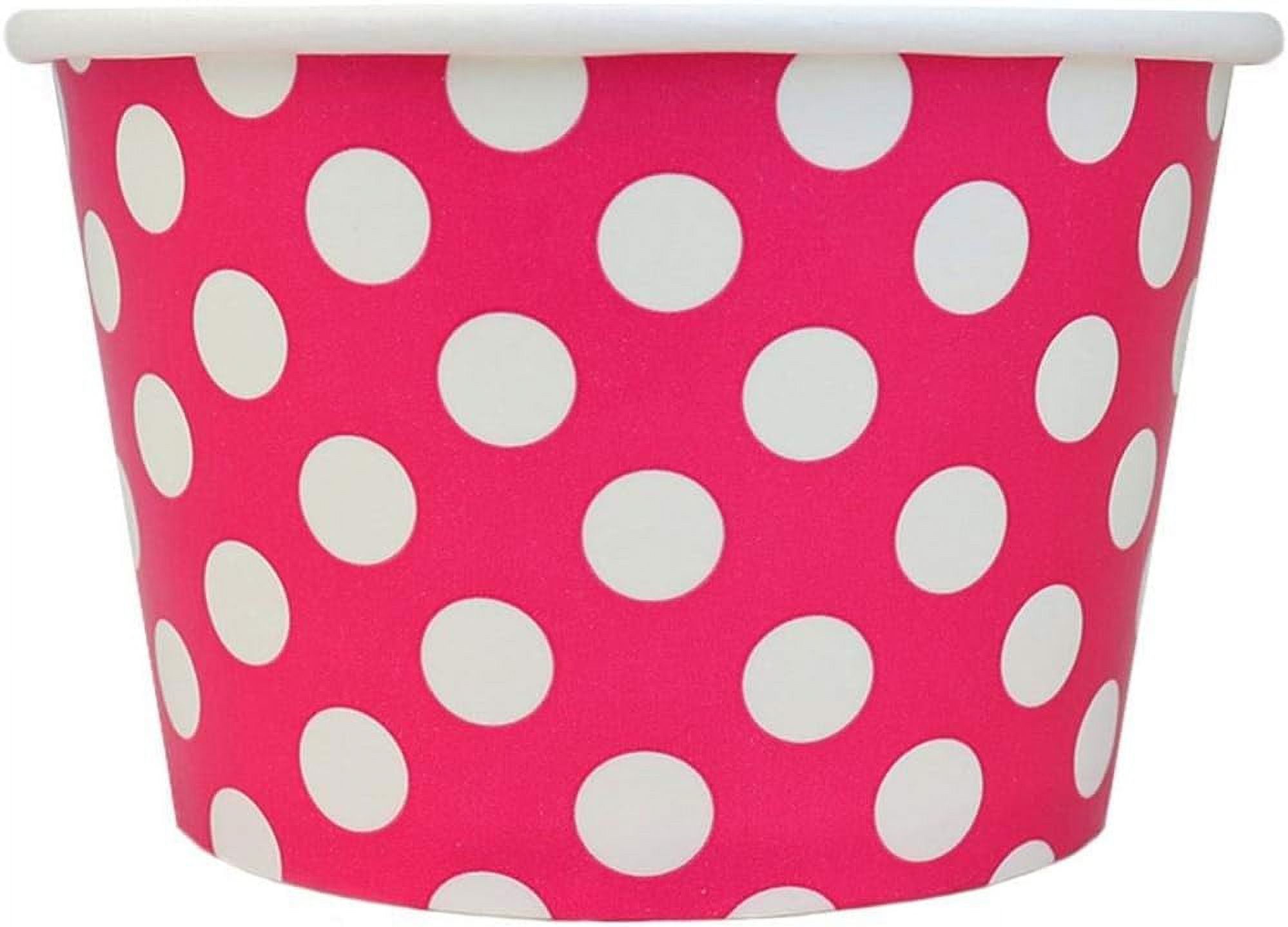 8 oz Polka Dot Paper Ice Cream Cups Color | Disposable Dessert Bowls ...