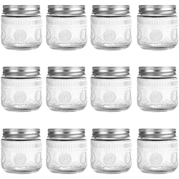 8 oz Vintage Mason Jars with Lids, Regular Mouth Canning Jar, Safe For ...