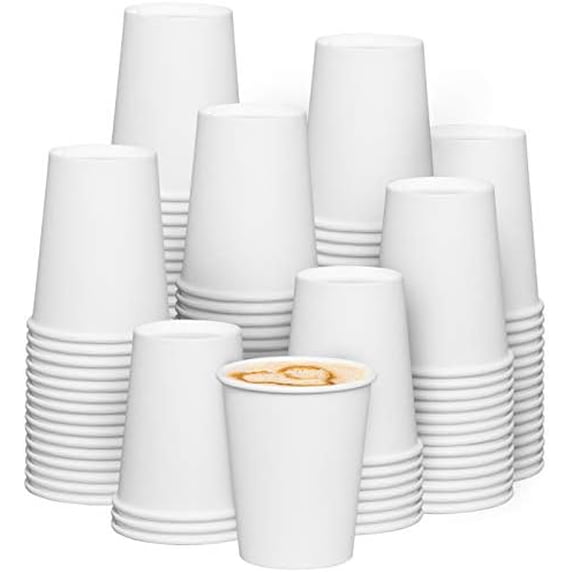 8 oz White Paper Cups [300 Count] Disposable Coffee Cups for Hot & Cold ...