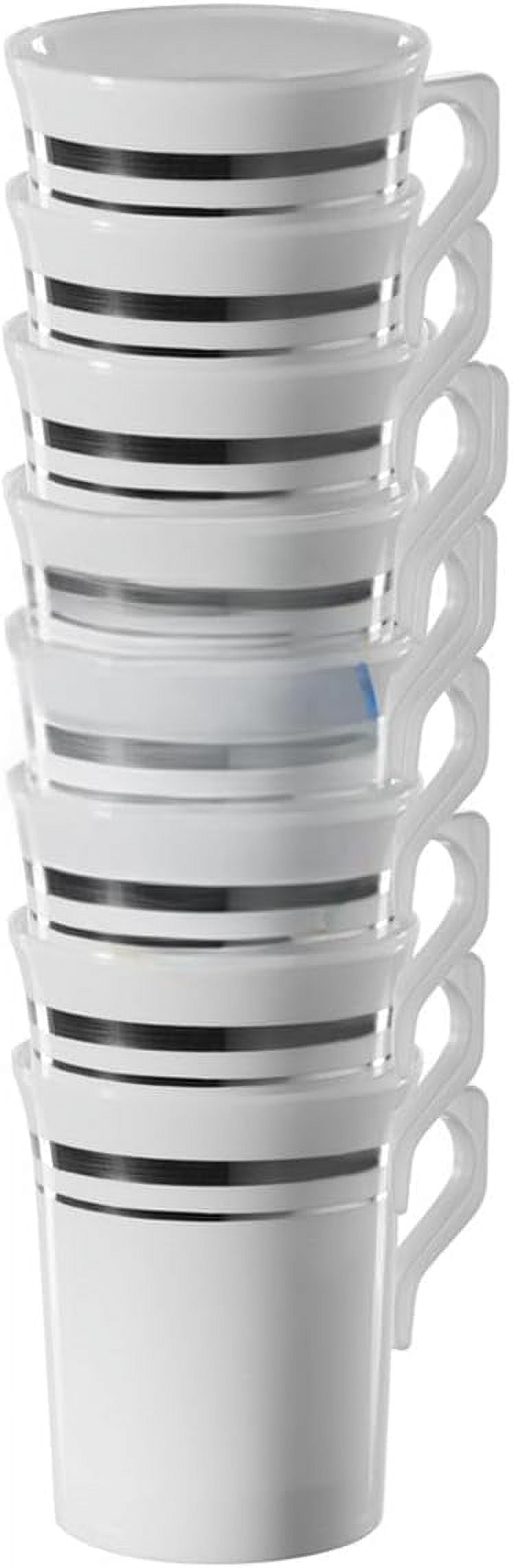 8 oz. White & Silver Coffee Mugs With Handle Disposable Multipurpose ...