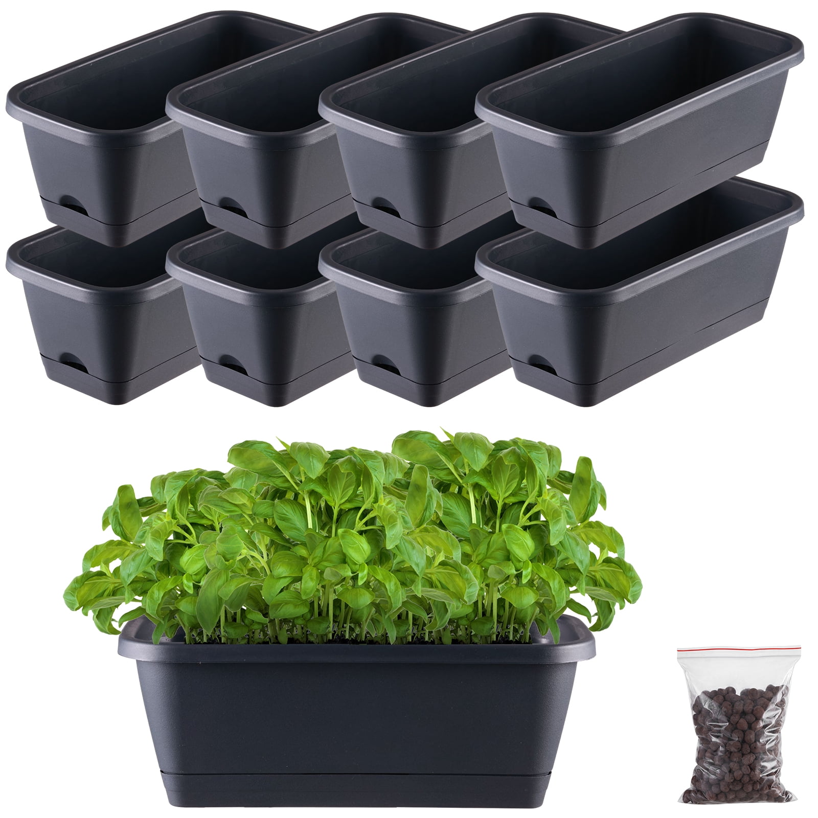 8-pack 15.6*7.5*5.9" Window Box Planters Rectangle for Indoor Plants ...