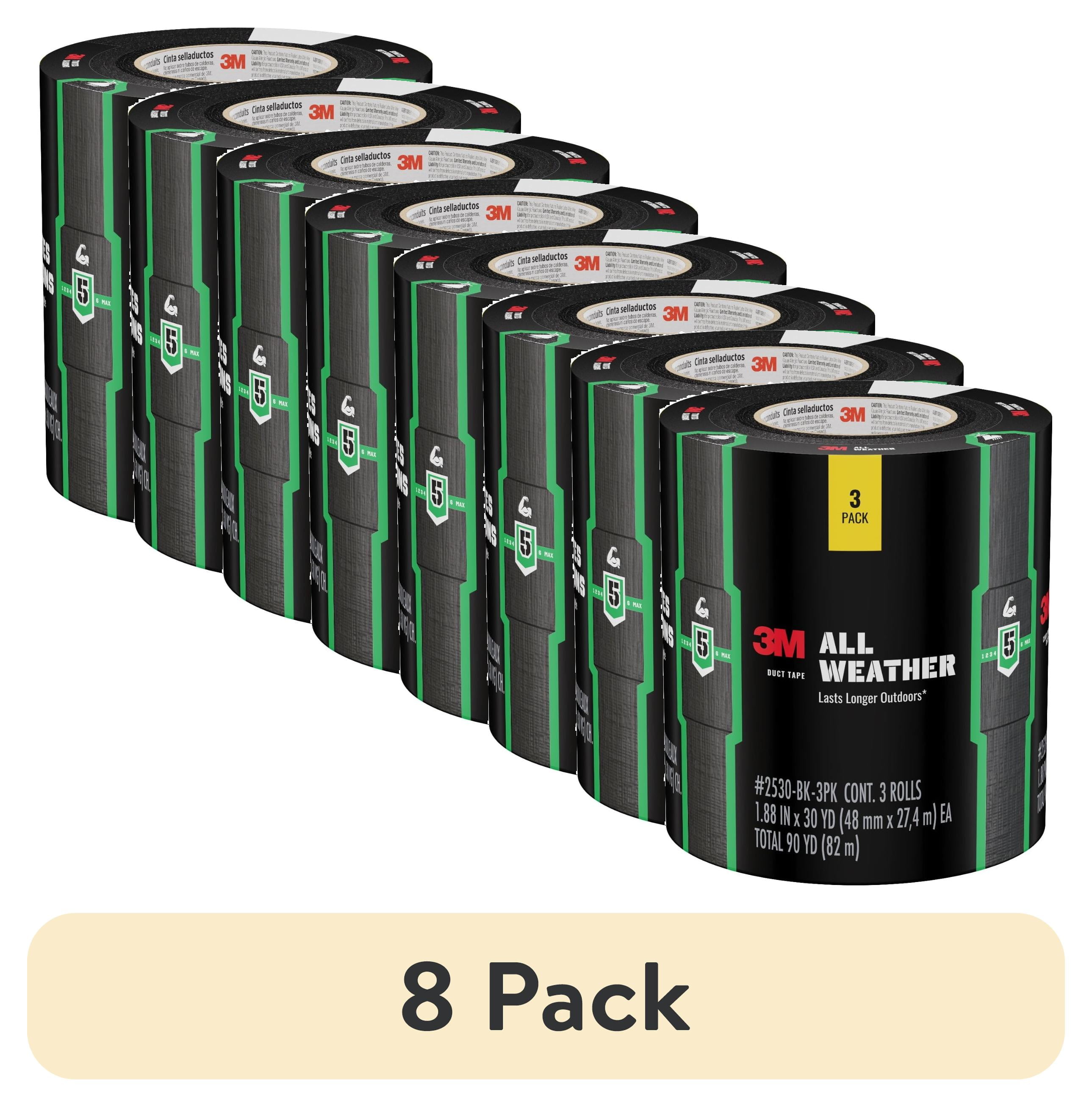 (8 pack) 3M All Weather Duct Tape, Black, 1.88 in. x 30 yd., 3 Pack - Walmart.com