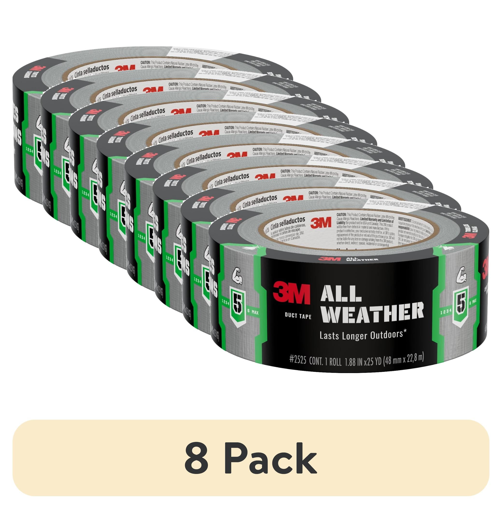 (8 pack) 3M All Weather Duct Tape, Black, Lasts Longer Outdoors, 1.88 ...