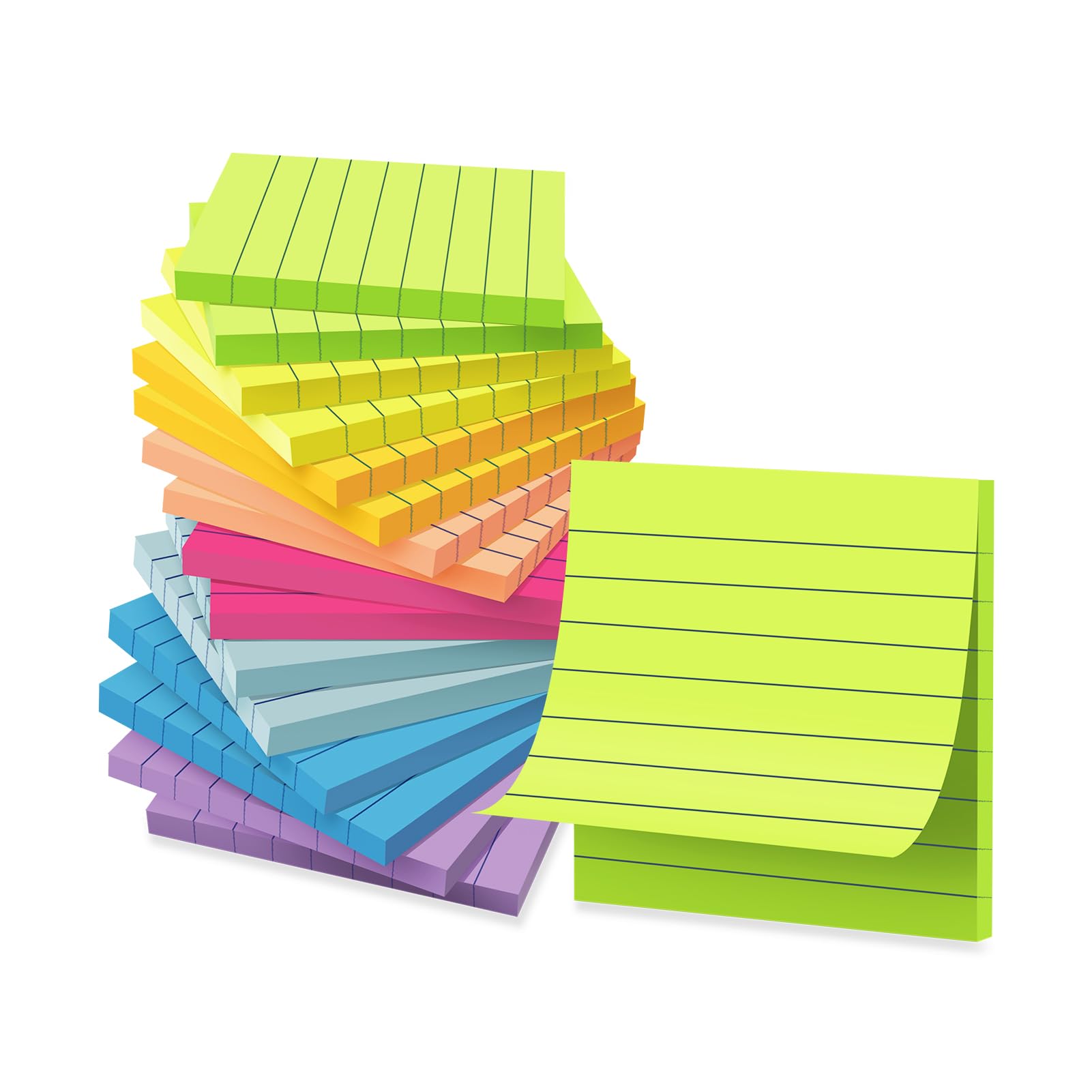 (8-pack) 3x3 inch gridded sticky notes, extra strong stickiness ...