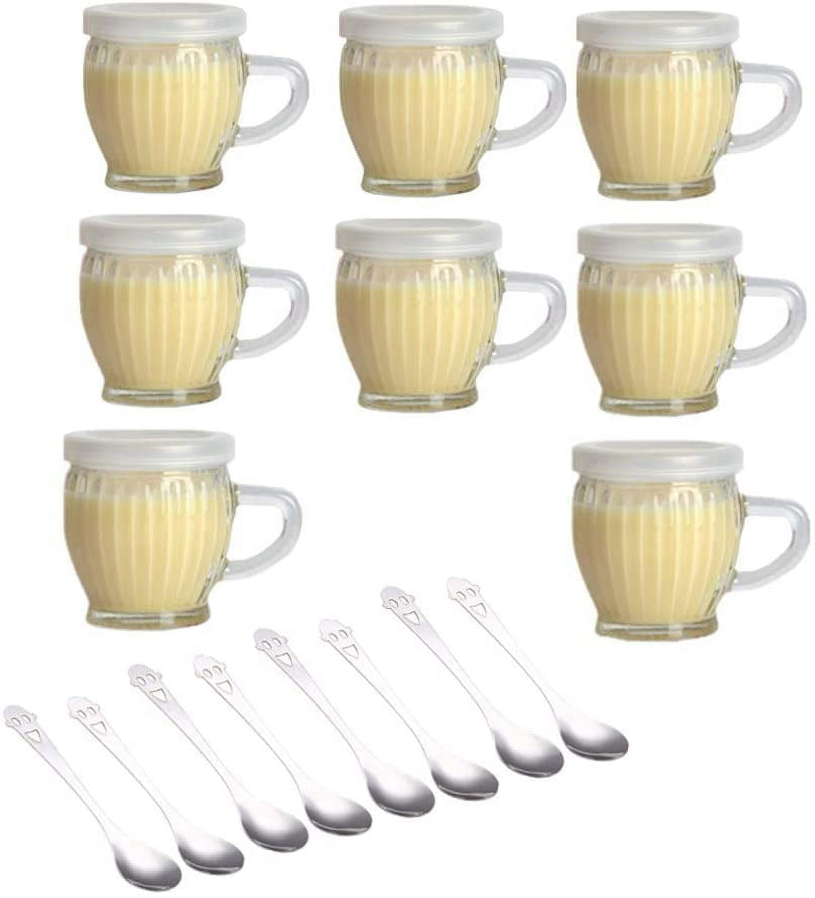 8 pack of 4 oz Wide Mouth Crystal Jelly Cup with Handle Lids(PE) and ...