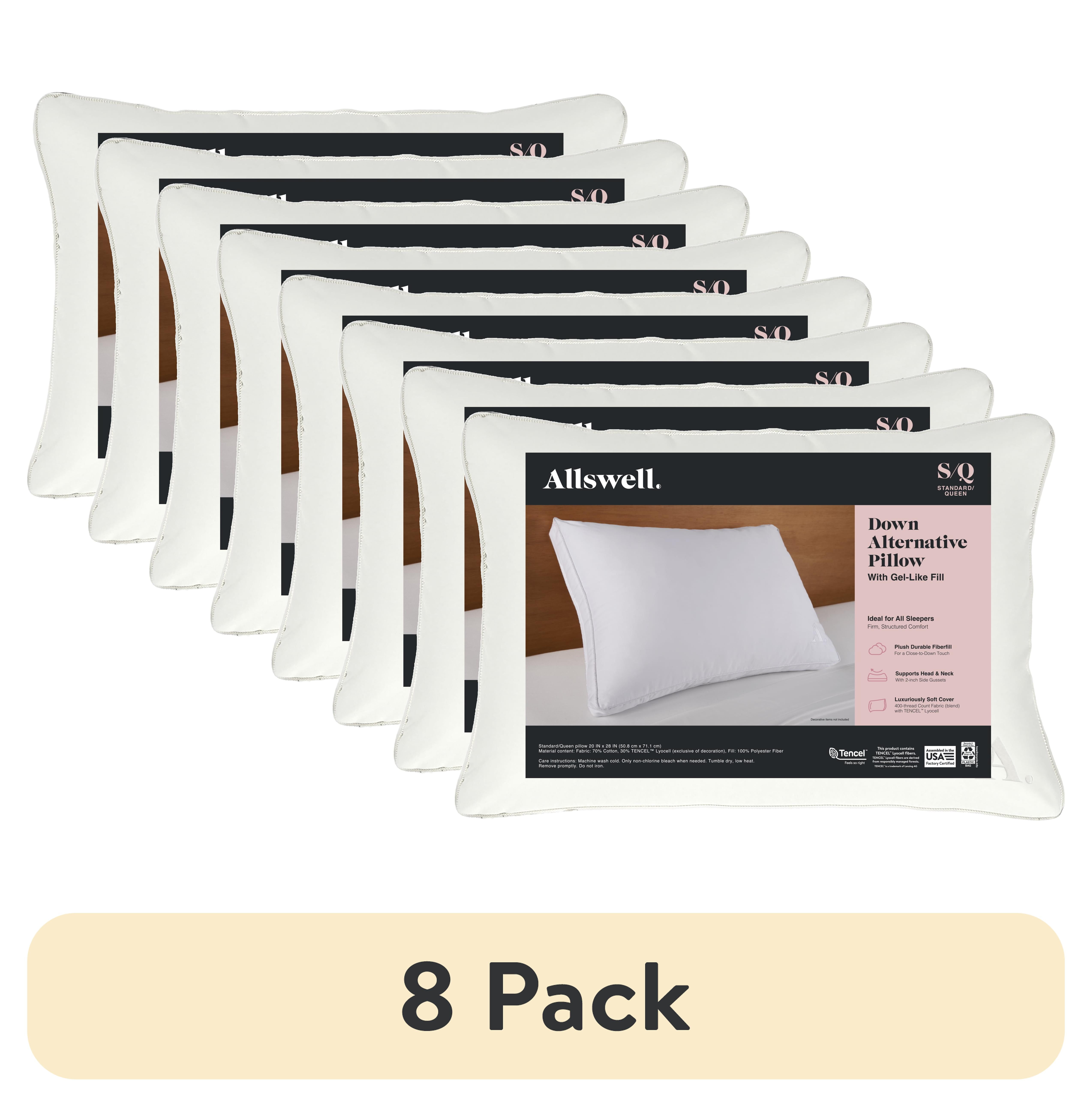 (8 pack) Allswell Down Alternative Bed Pillows, Standard/Queen - Firm ...
