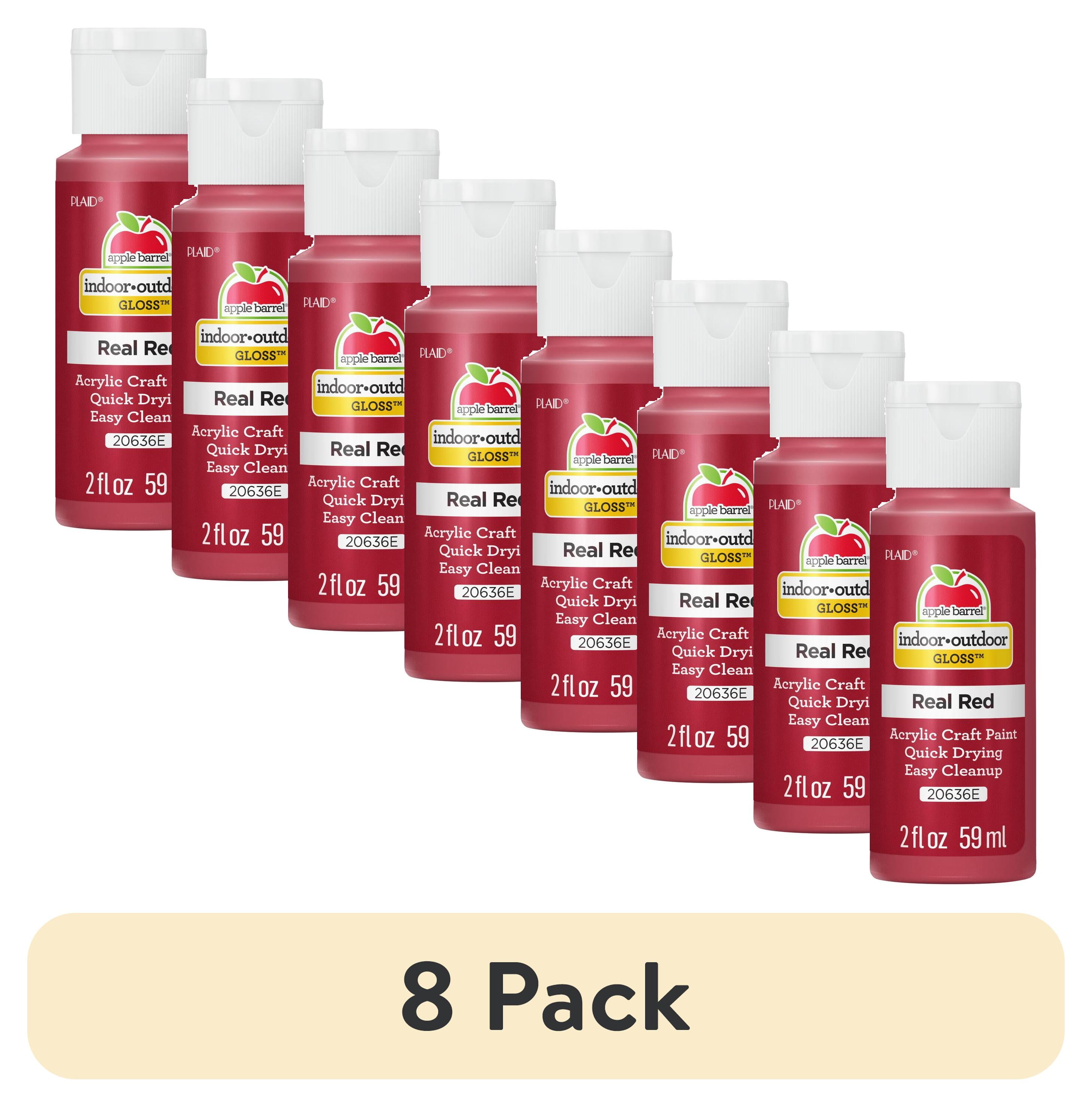 (8 pack) Apple Barrel Acrylic Craft Paint, Gloss Finish, Real Red, 2 fl ...