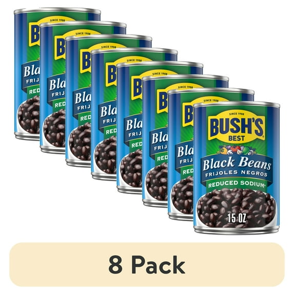 (8 pack) Bush's Reduced Sodium Black Beans, 15 oz Can - Walmart.com