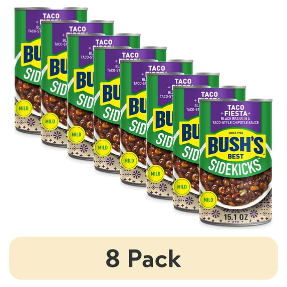 (8 pack) Bush's Sidekicks Taco Fiesta Black Beans, Canned Black Beans ...
