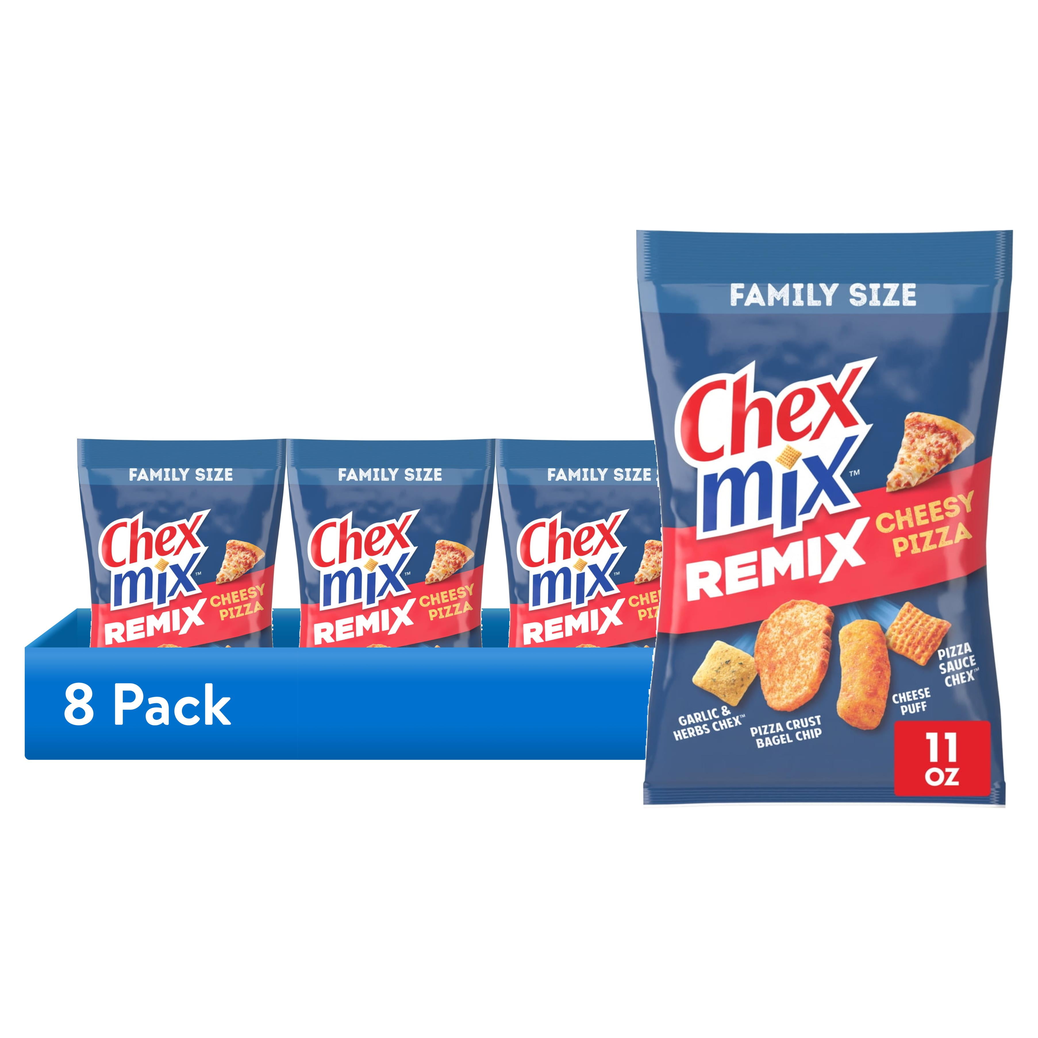 (8 pack) Chex Mix Remix Cheesy Pizza Snack Mix, Snack Bag, Family Size ...