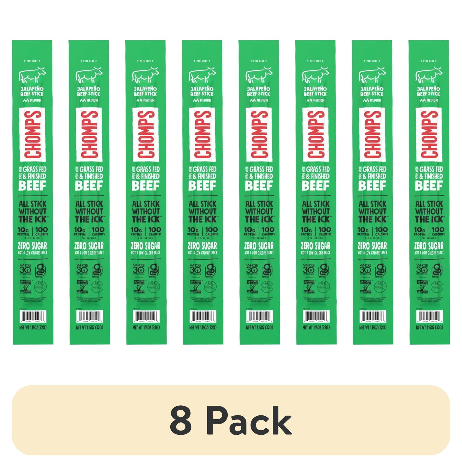 (8 pack) Chomps Grass-Fed and Finished Jalapeño Beef Meat Snack, 10g of ...