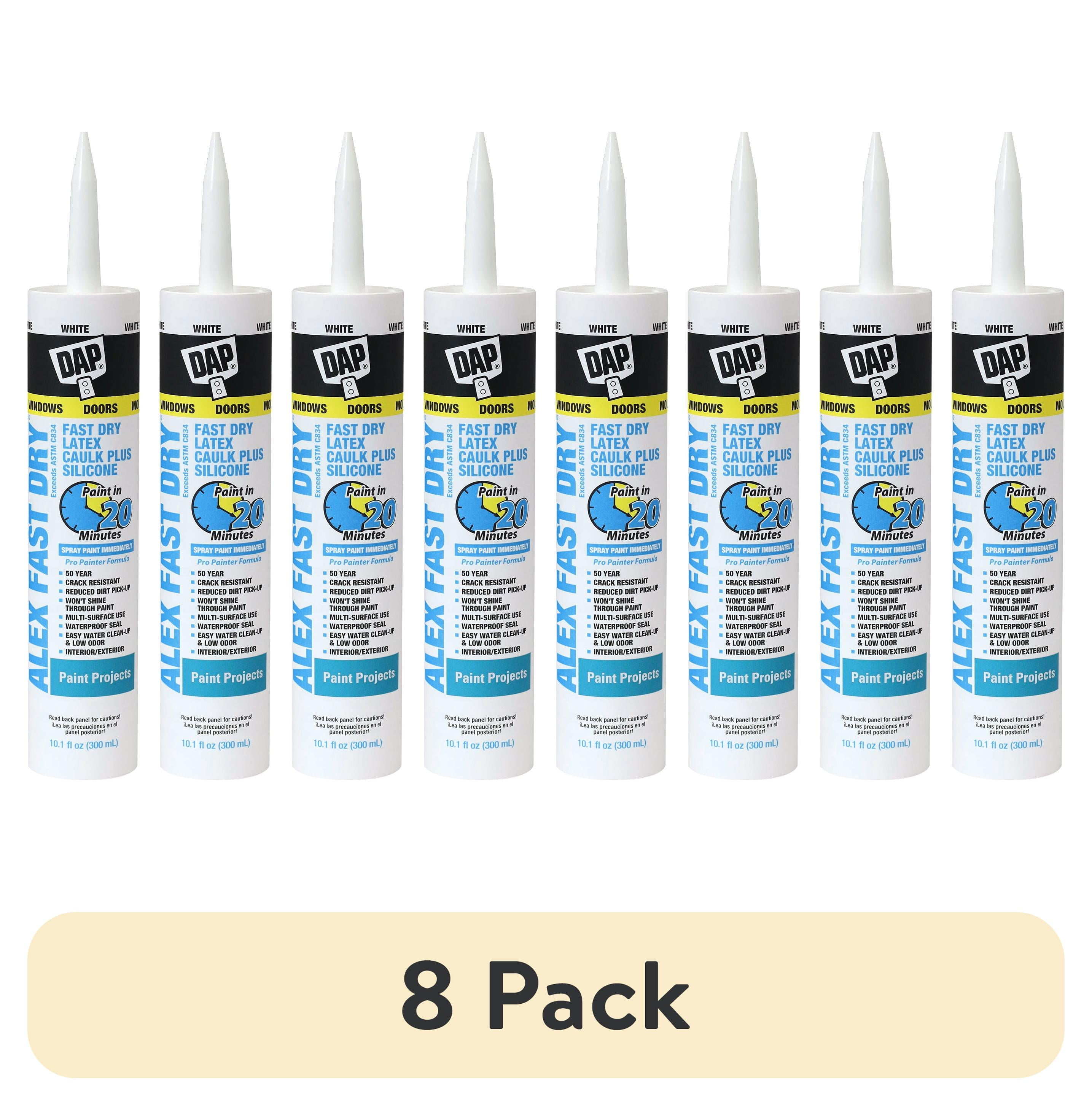 (8 pack) DAP Alex Fast Dry 10.1 oz White Acrylic Latex Silicone Caulk ...