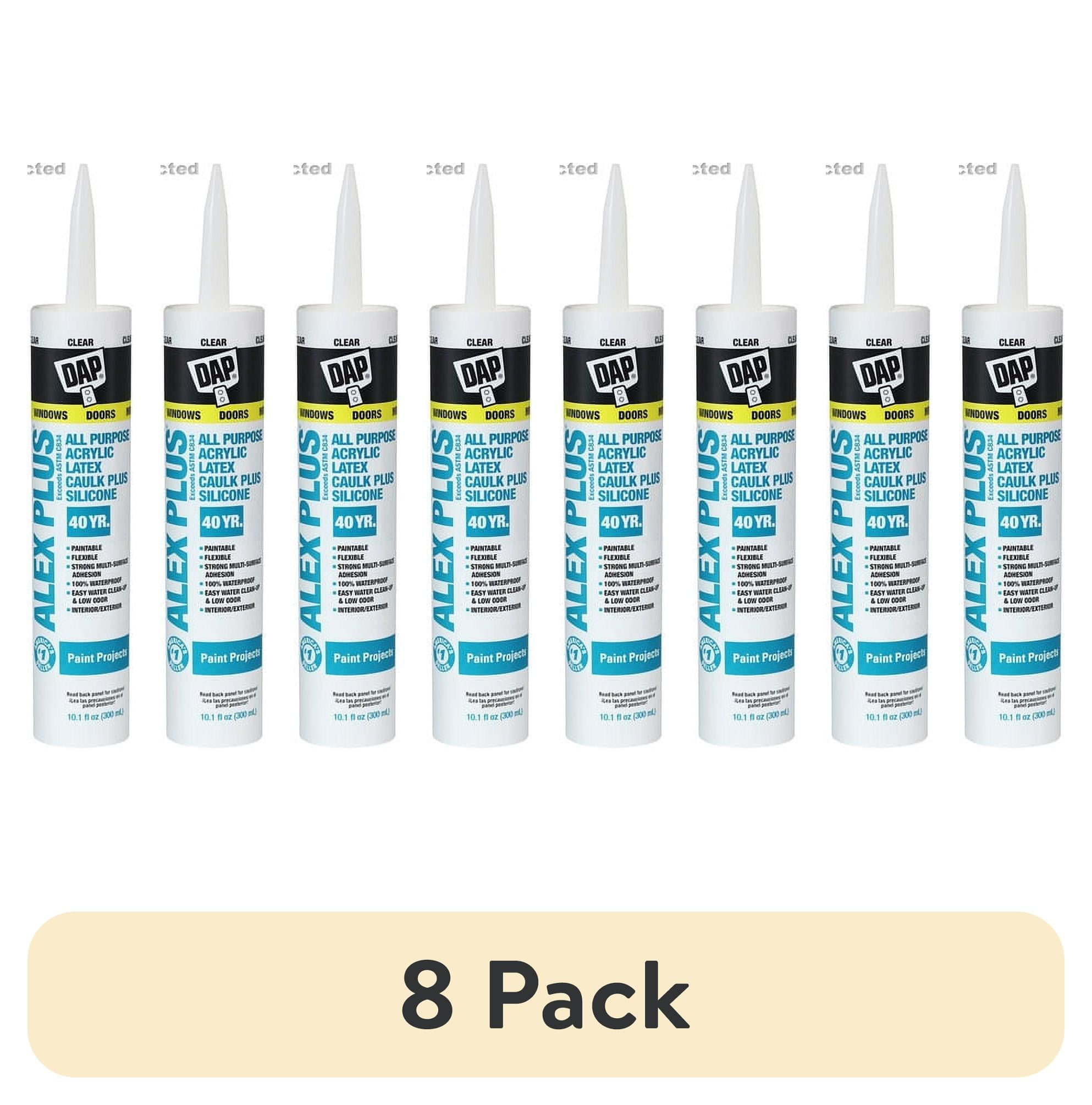 (8 pack) DAP Alex Plus 10.1 oz Clear All Purpose Acrylic Latex Caulk ...